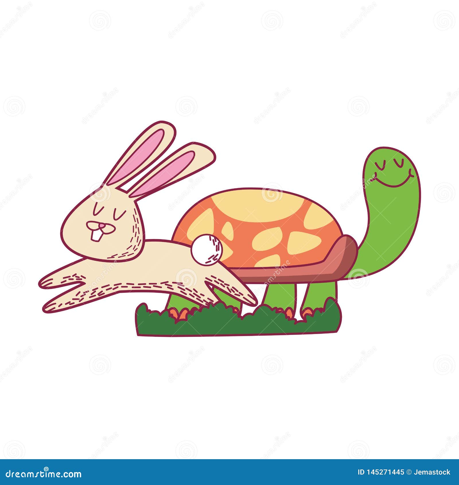 Rabbit and turtle cartoons stock vector. Illustration of bunny - 145271445
