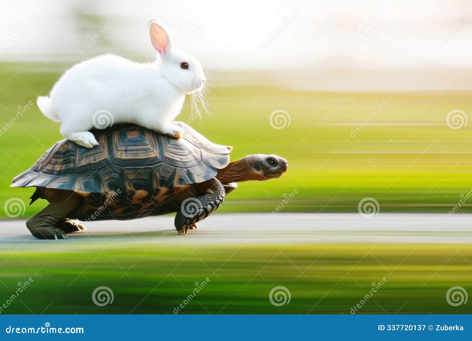 Rabbit on Turtle Race stock illustration. Illustration of collaborate ...