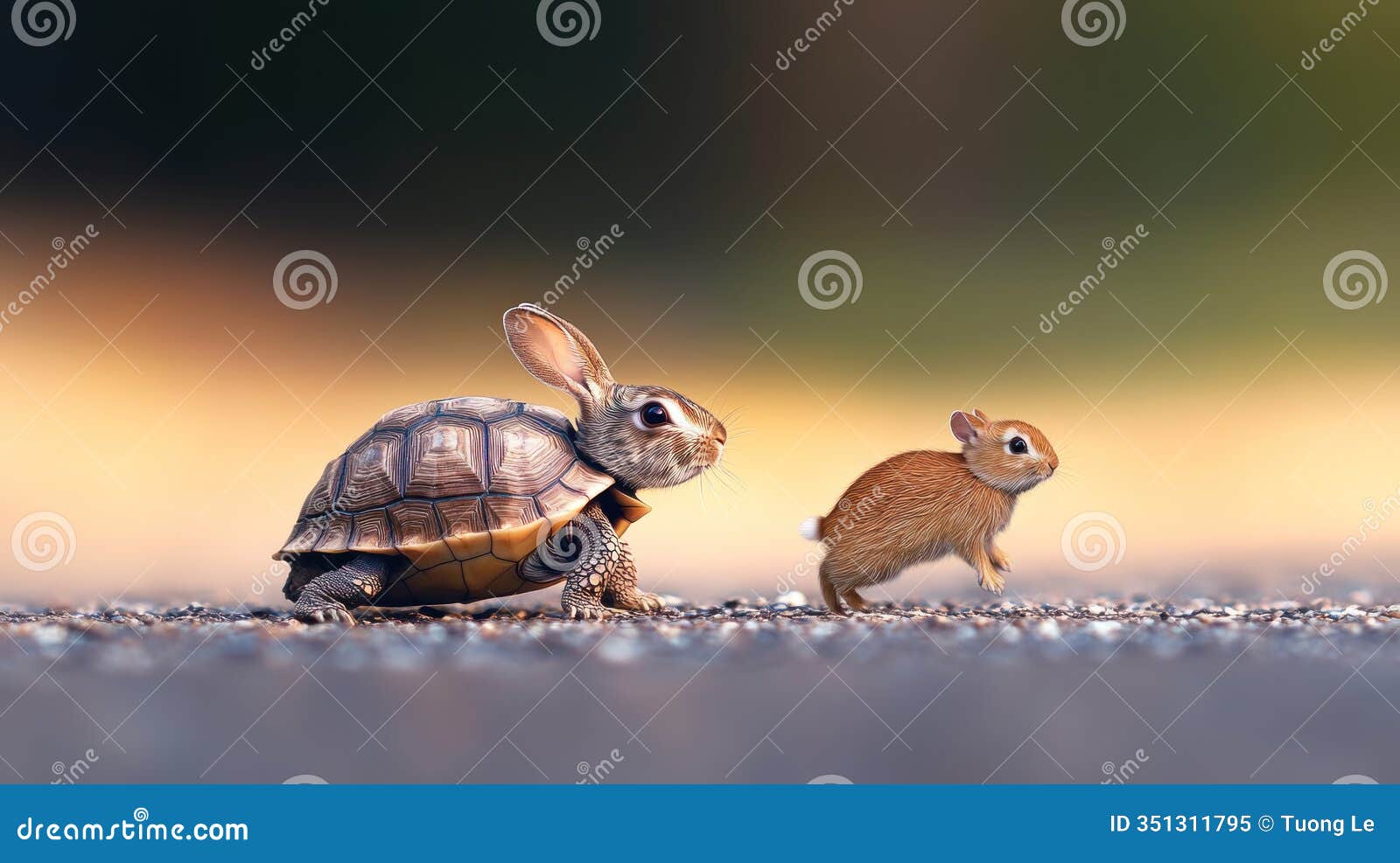 Rabbit and Turtle Racing: Blurred Background with Rabbit Riding on ...