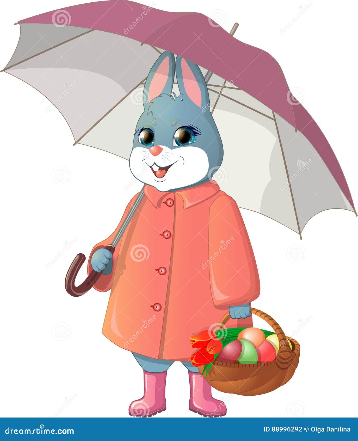 Rabbit with umbrella stock vector. Illustration of funny - 88996292