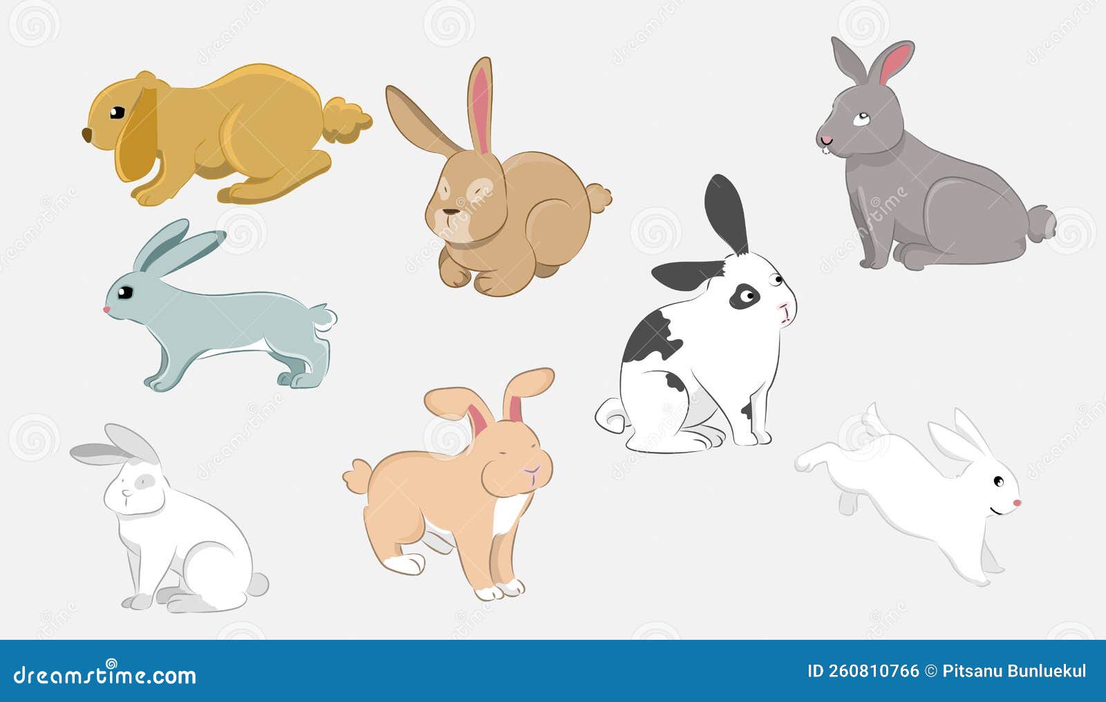 Rabbit in Various Action Vector Illustration Stock Vector ...
