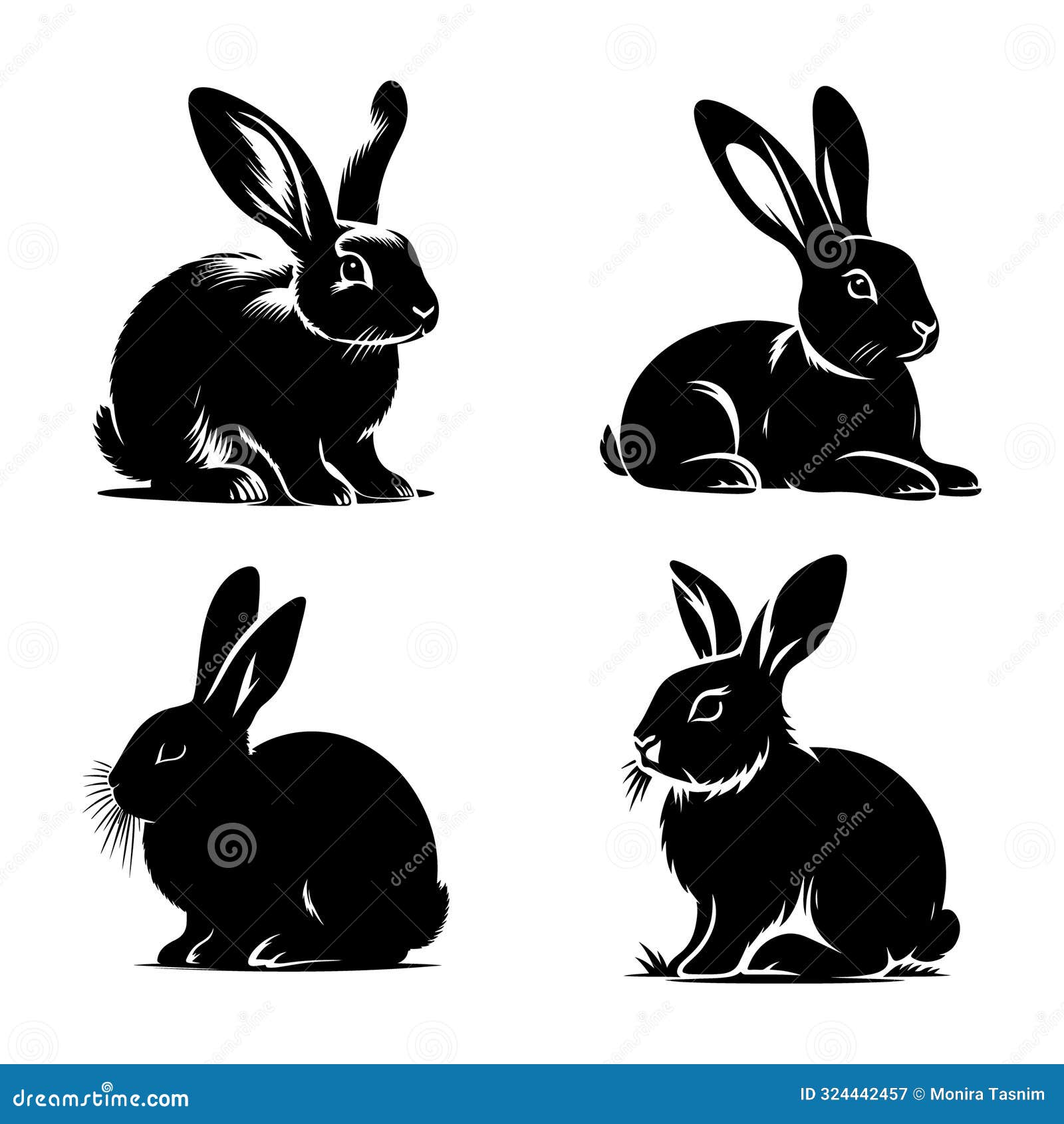 Rabbit vector silhouette stock illustration. Illustration of shape ...