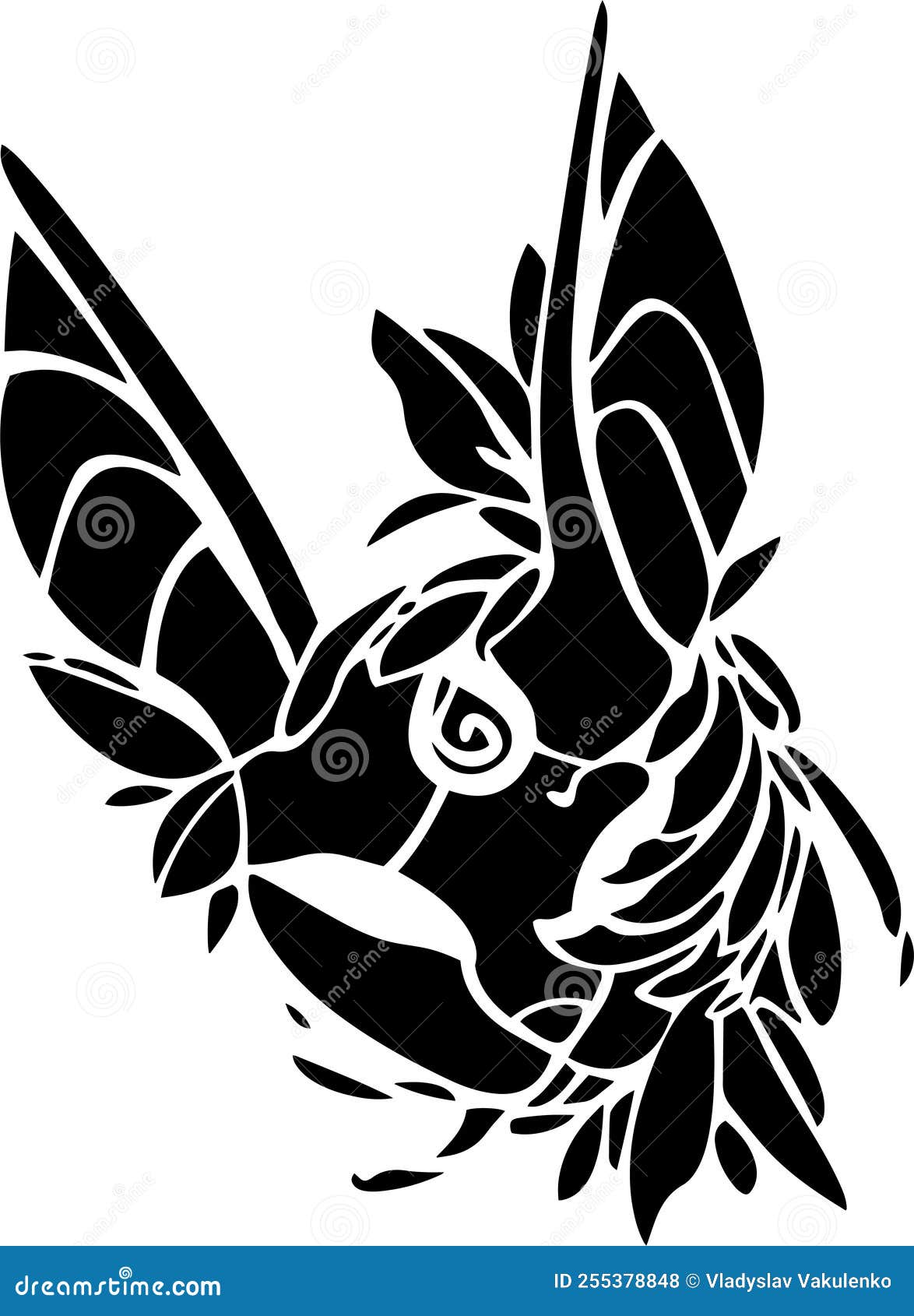 Rabbit Vector Stencil, Black and White Stock Vector - Illustration of ...