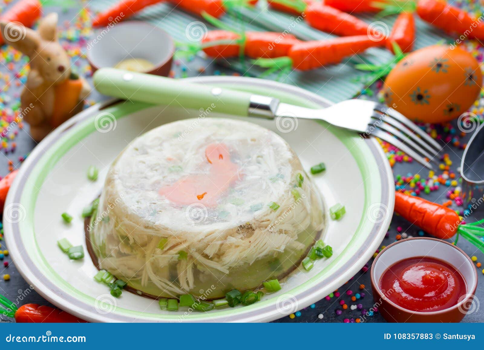 Rabbit and vegetable aspic stock image. Image of aspic - 108357883