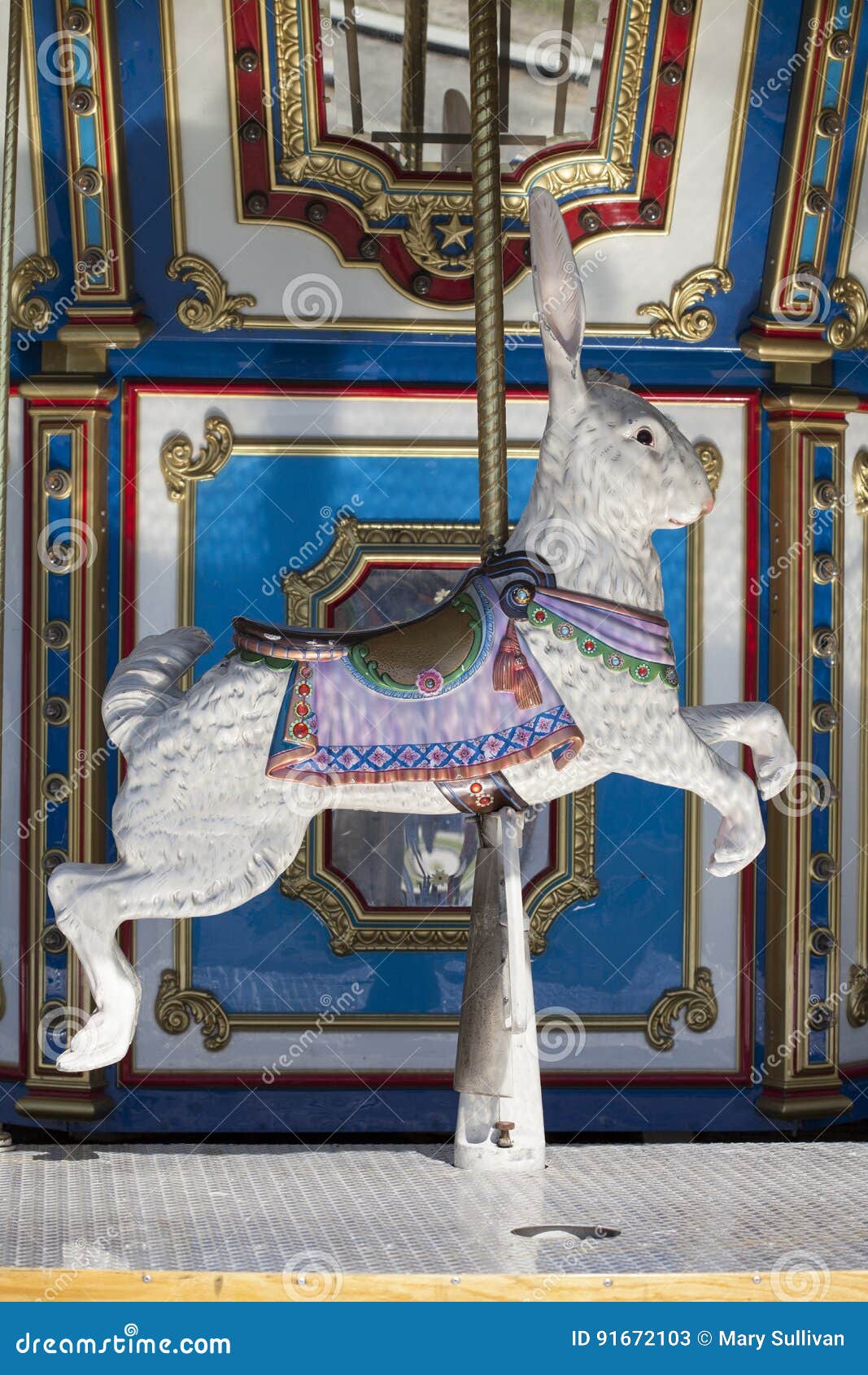 Rabbit from Vintage Carousel Fair Ride Stock Image - Image of ride ...