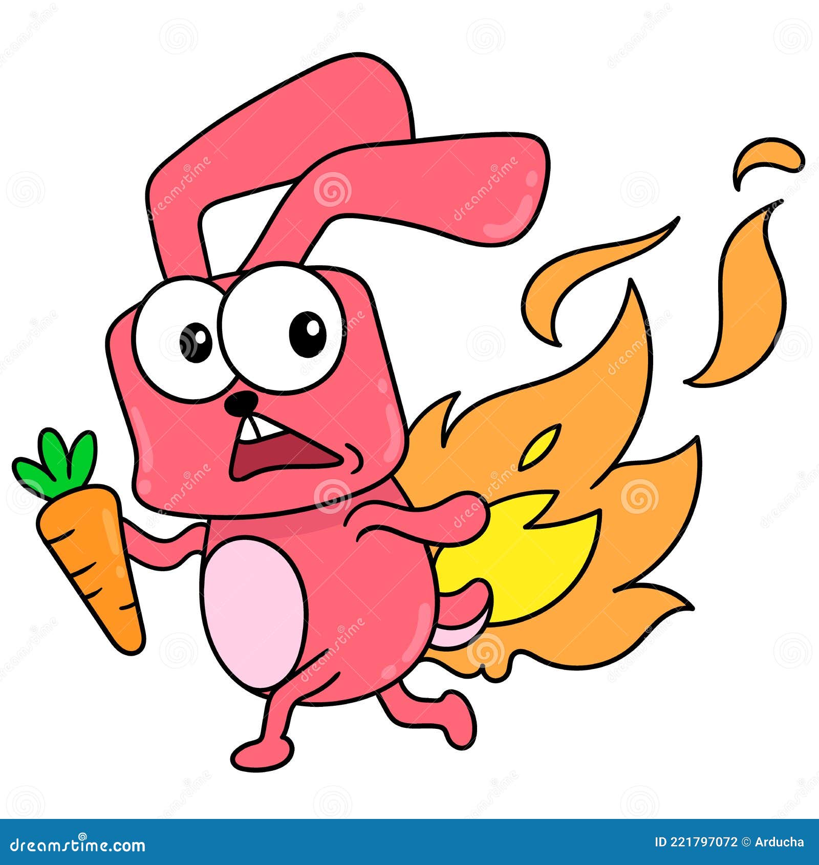 The Rabbit Is Walking Scared Because Its Tail Is On Fire, Doodle Icon ...