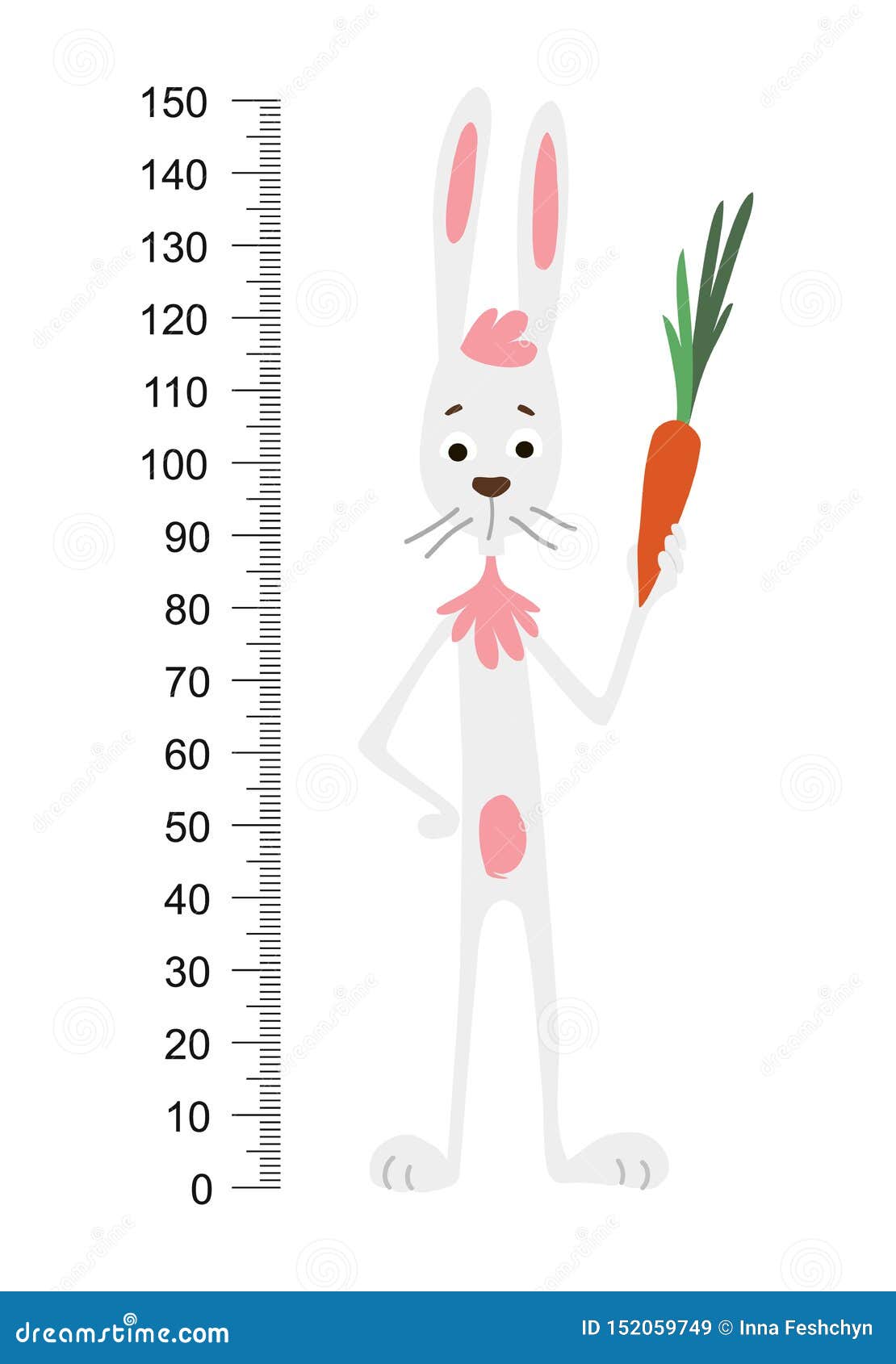 Rabbit Wall Meter. Cute Bunny with a Gift on a Background of Flowers ...