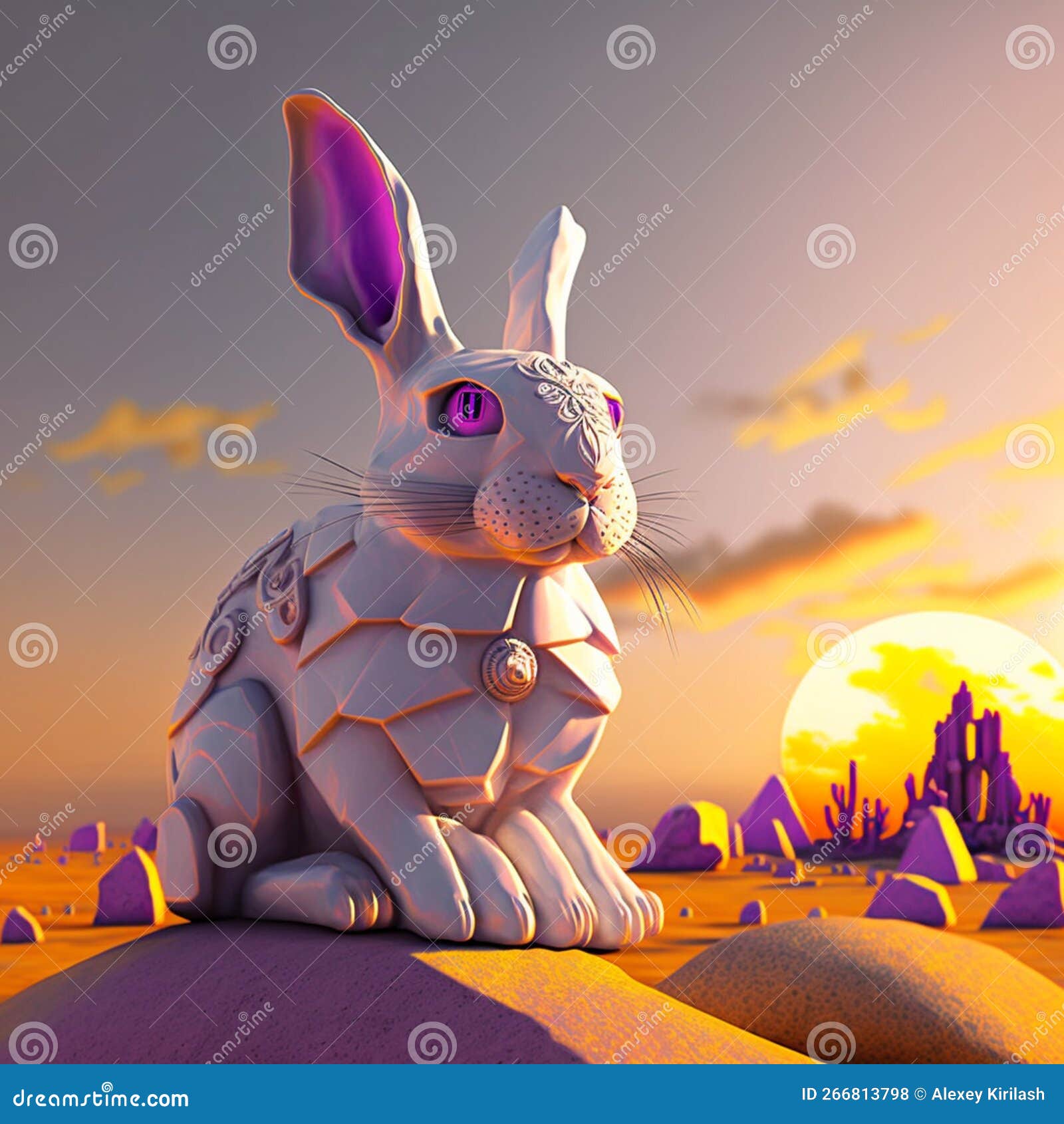 Rabbit Wallpaper Beautiful Animal Sunset 3d Stock Illustration ...