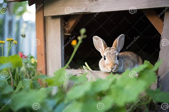 A Rabbit Warren Built in a Homely Backyard Stock Image - Image of ...