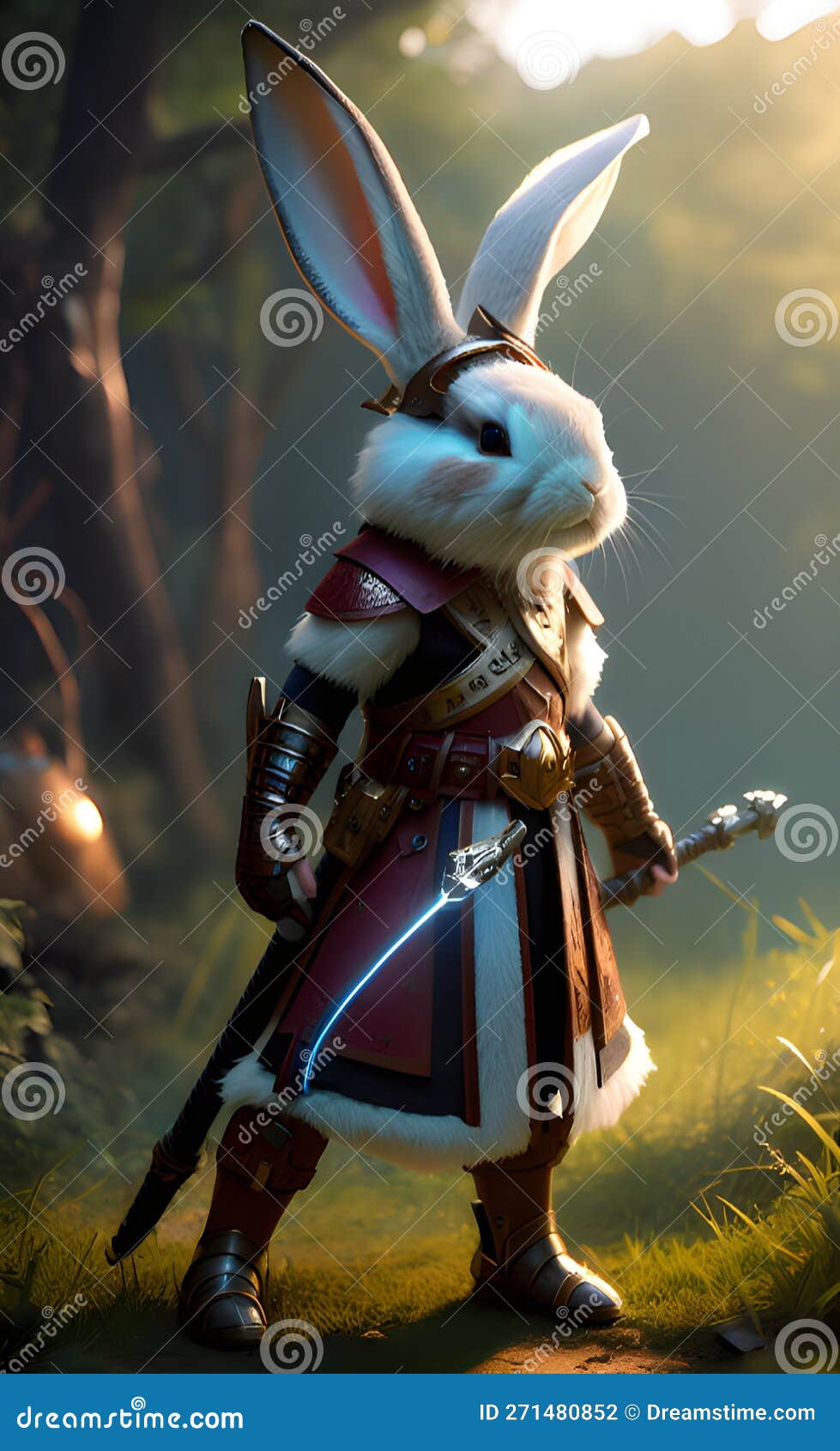 Rabbit Warrior in the Forest, Ai Generated Stock Illustration ...