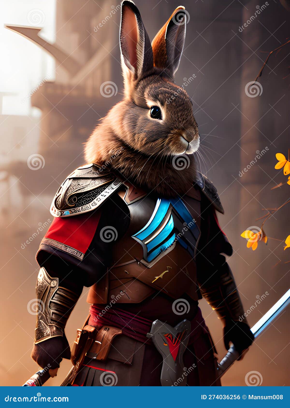 Rabbit Warrior in the War , AI Generated Stock Illustration ...