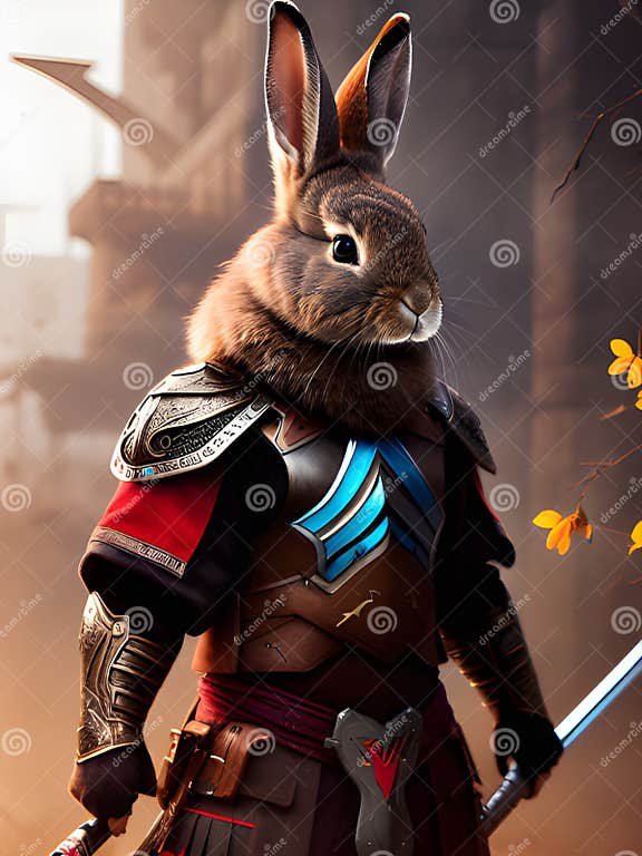 Rabbit Warrior in the War , AI Generated Stock Illustration ...
