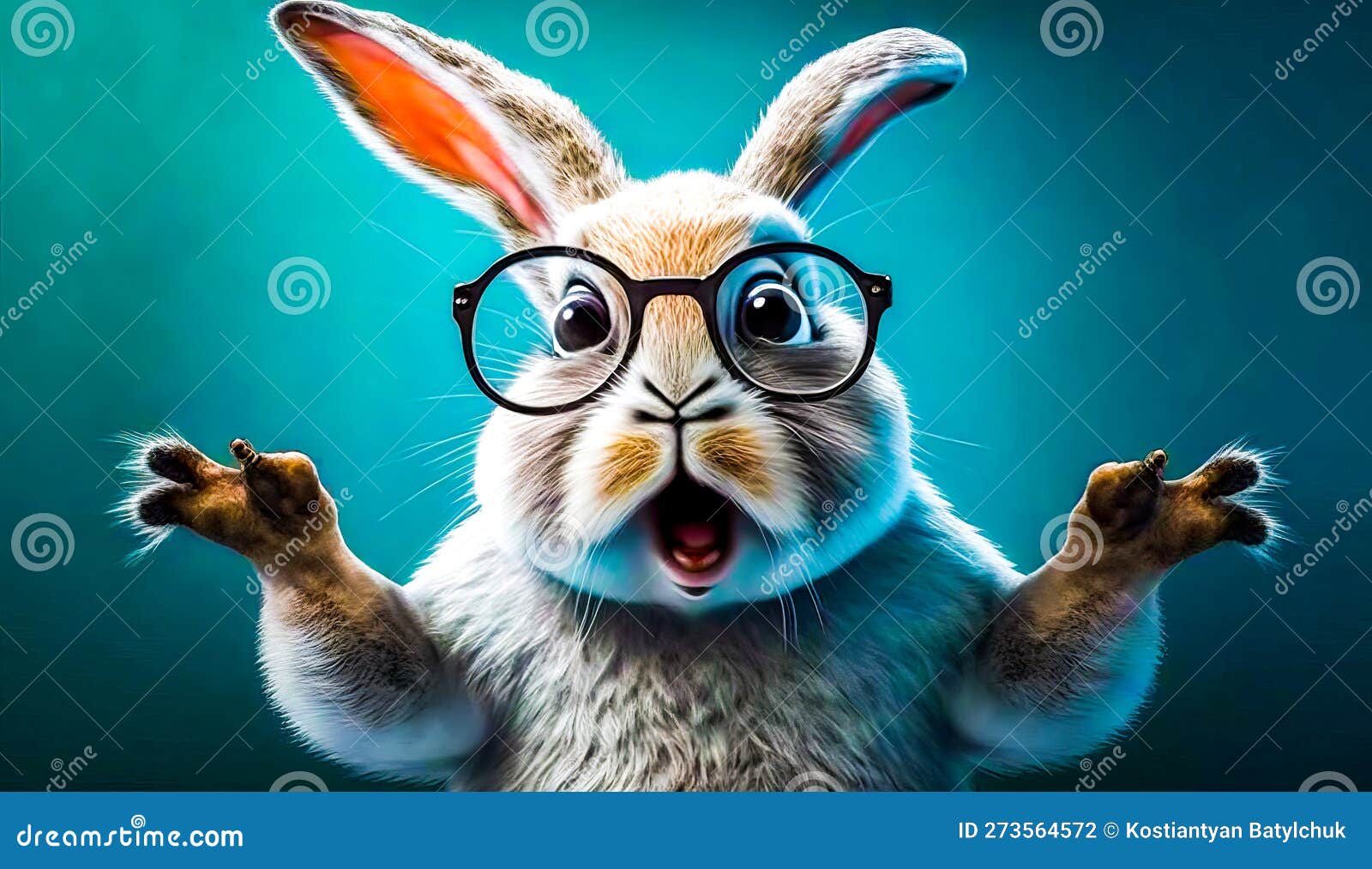 Rabbit Wearing Glasses and Making Funny Face. Generative AI Stock ...