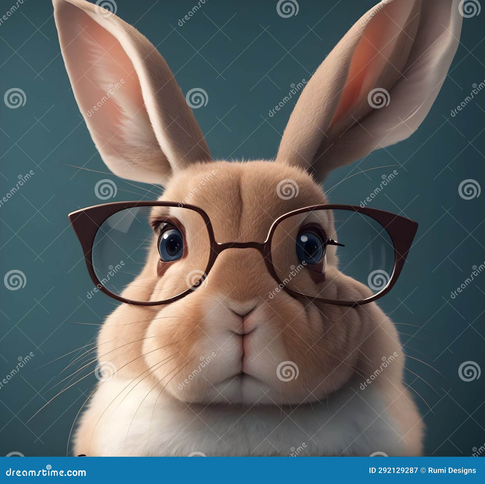 Rabbit wearing glasses stock image. Image of head, wearing - 292129287