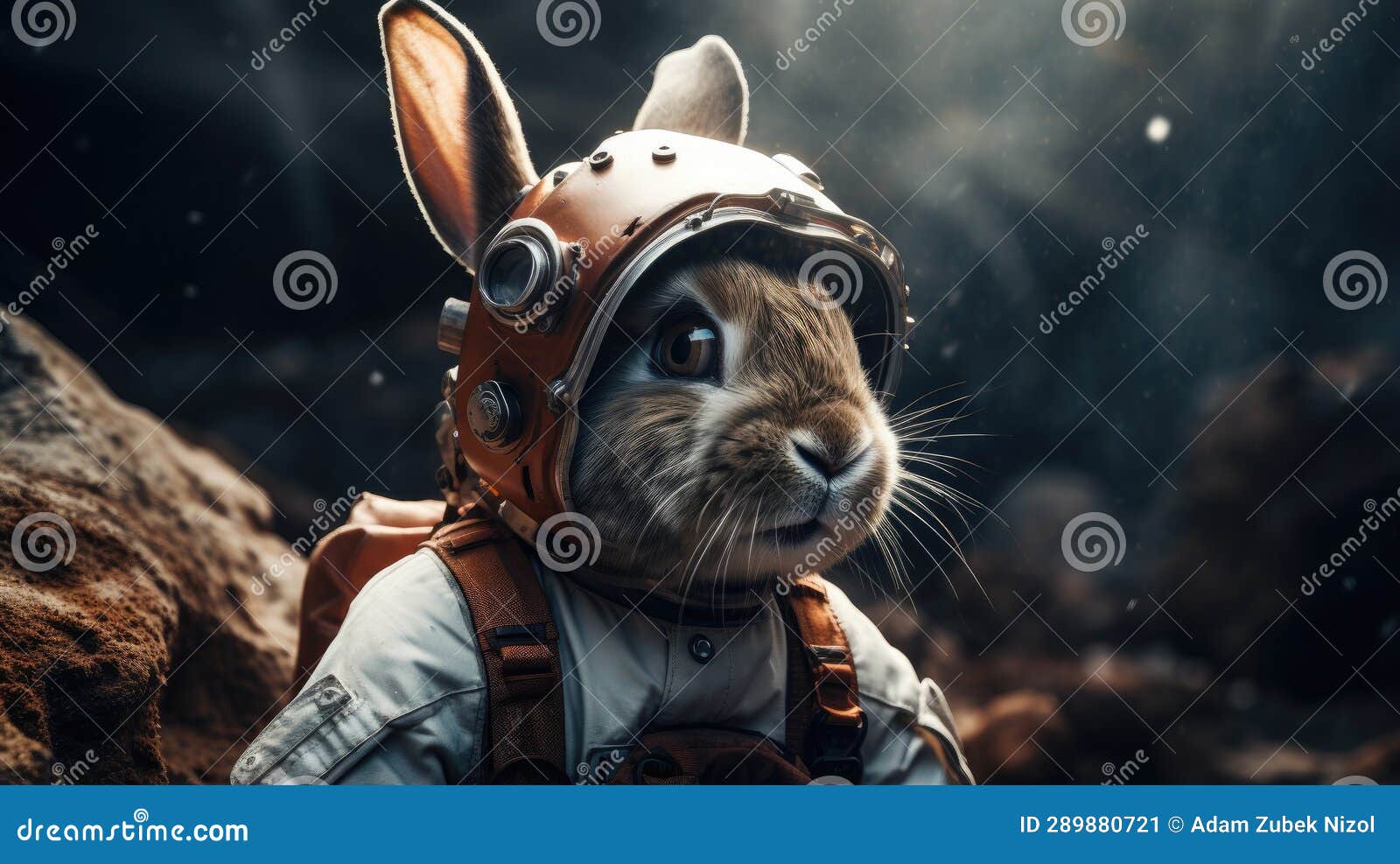 A rabbit wearing a helmet stock illustration. Illustration of mammal ...