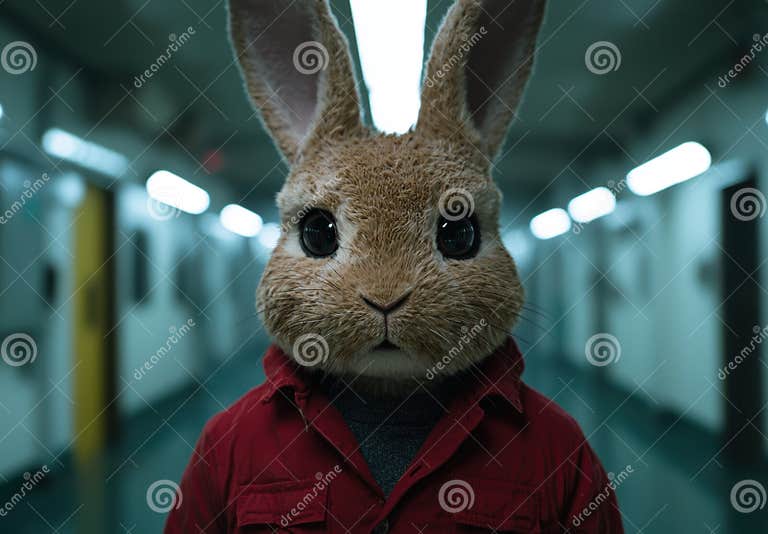 Rabbit Wearing a Red Jacket Stock Illustration - Illustration of ...