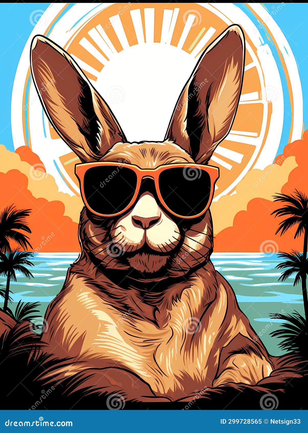 A Rabbit Wearing Sunglasses and a Sunset, Cool Bunny with Sunglasses on ...