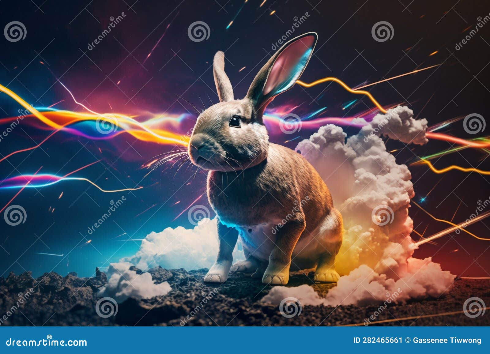A Rabbit Wearing a VR Suit that Floats Even in Abstract. Generative AI ...