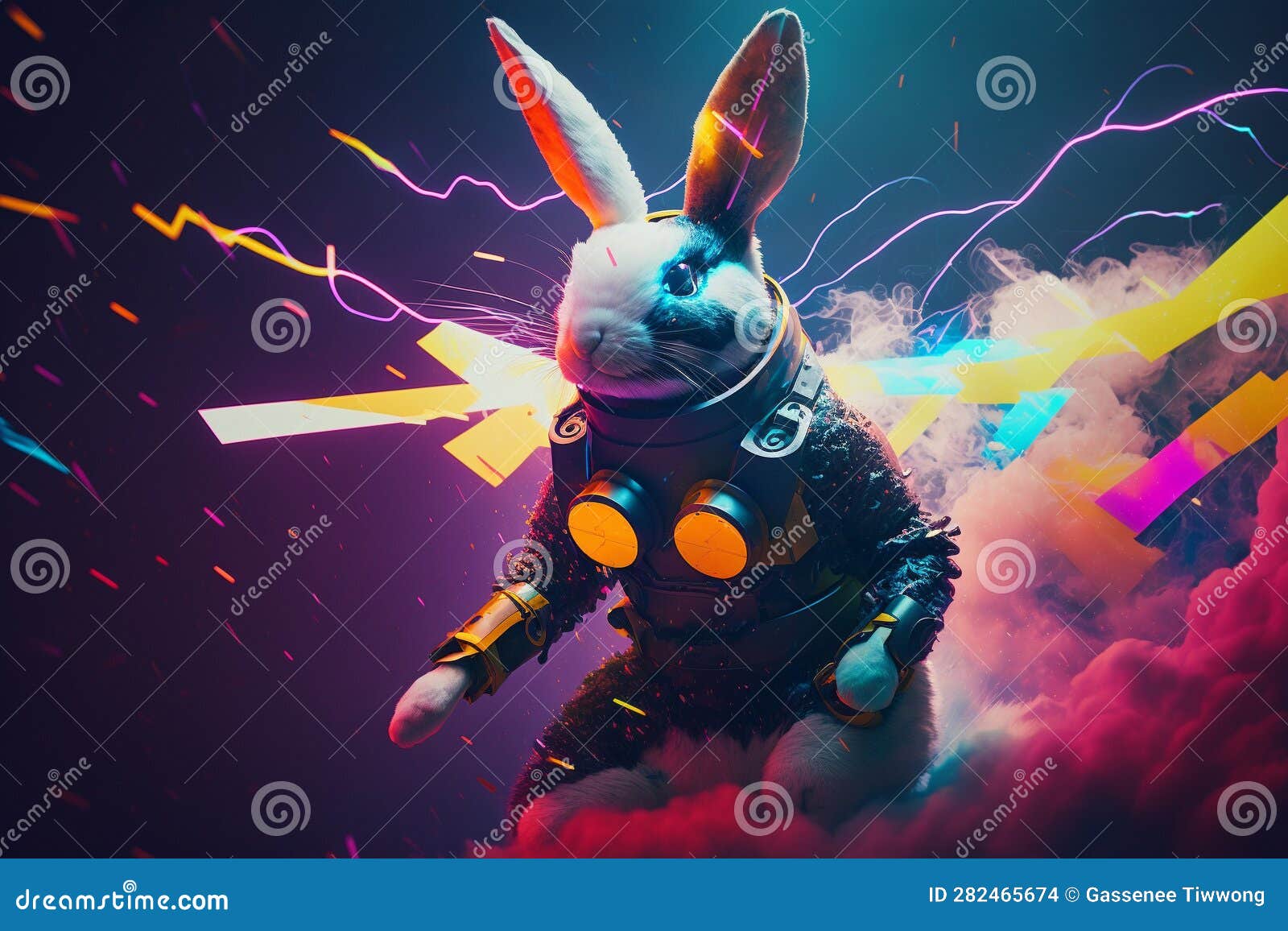 A Rabbit Wearing a VR Suit that Floats Even in Abstract. Generative AI ...
