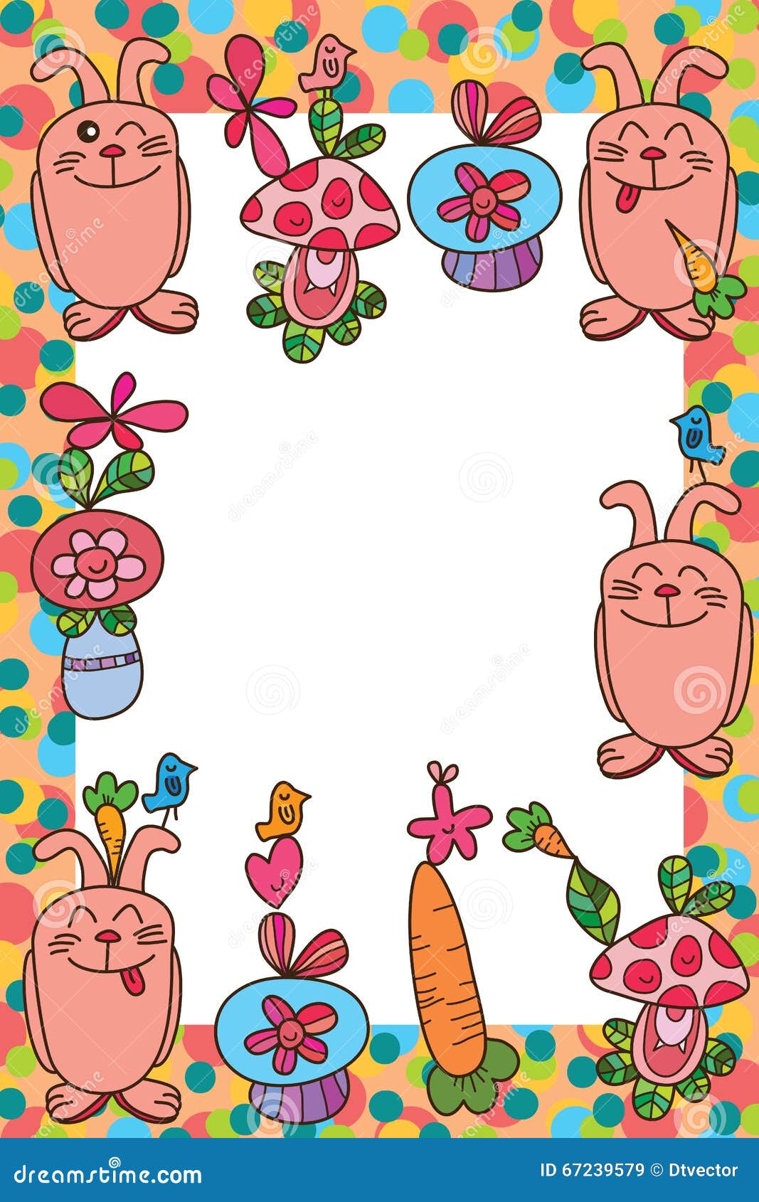 Rabbit wild plant frame stock vector. Illustration of camomile - 67239579