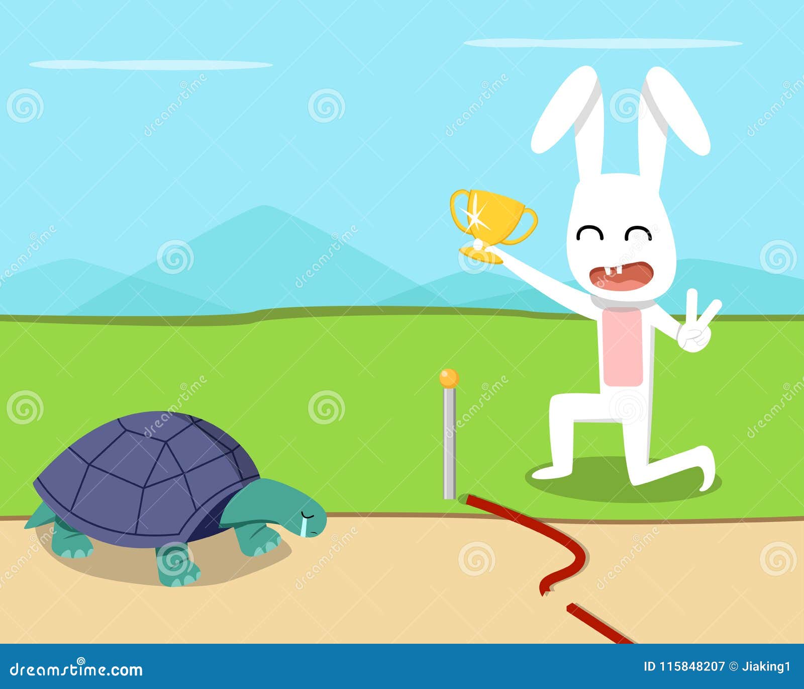 Rabbit Wins the Turtle in the Race, Vector Design Stock Vector ... Rabbit Wins the Turtle in the Race, Vector Design Stock Vector ...