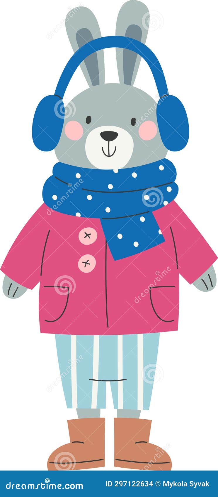 Rabbit in Winter Clothes stock illustration. Illustration of season ...