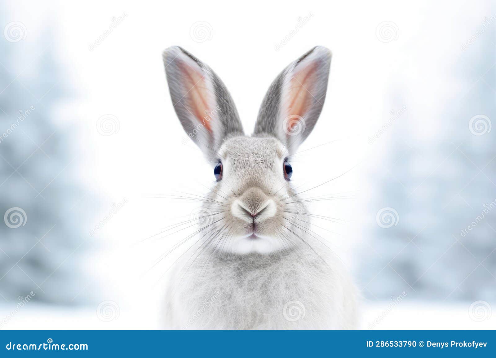 Rabbit in winter forest stock photo. Image of little - 286533790