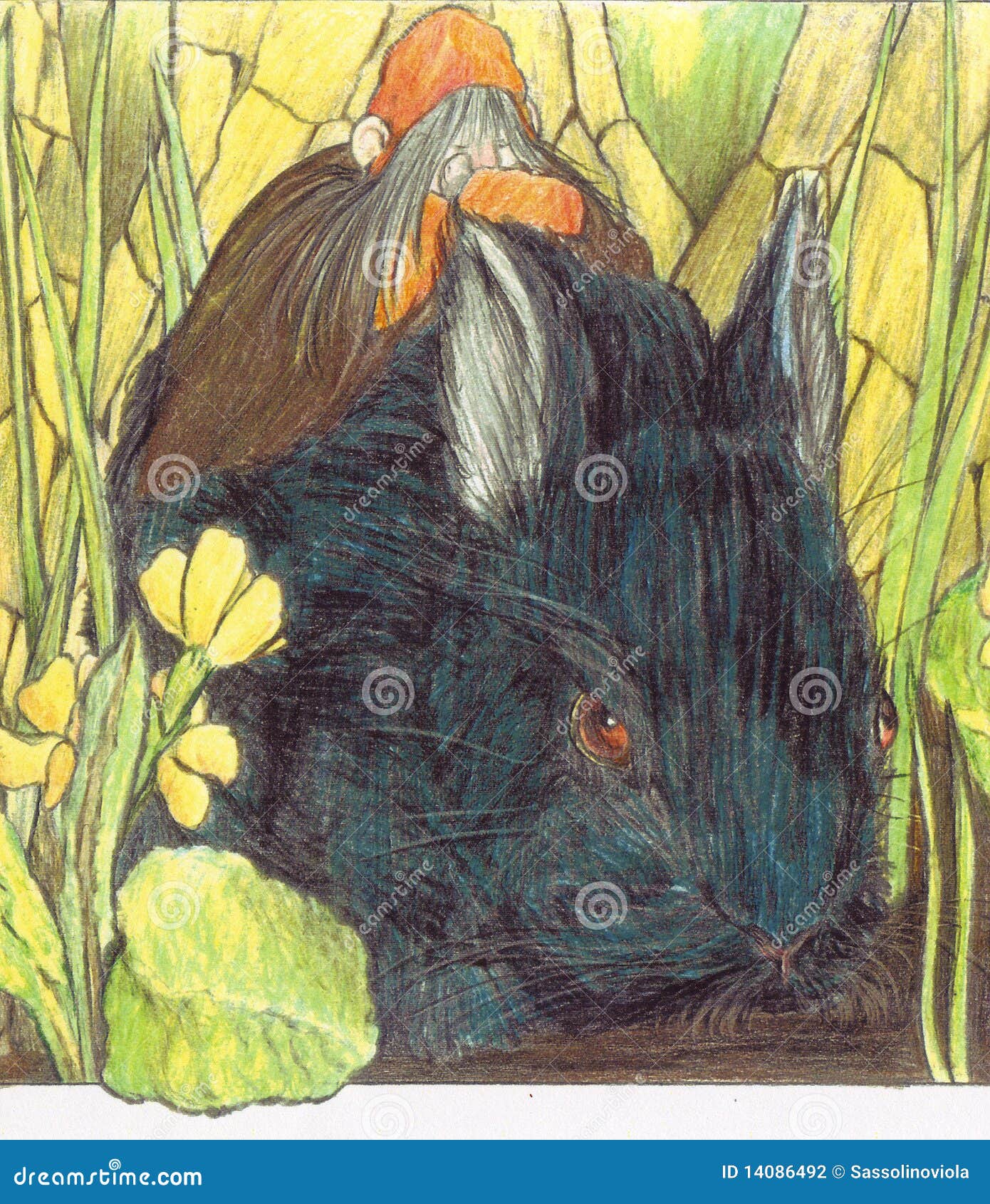 Rabbit and witch stock illustration. Illustration of color - 14086492