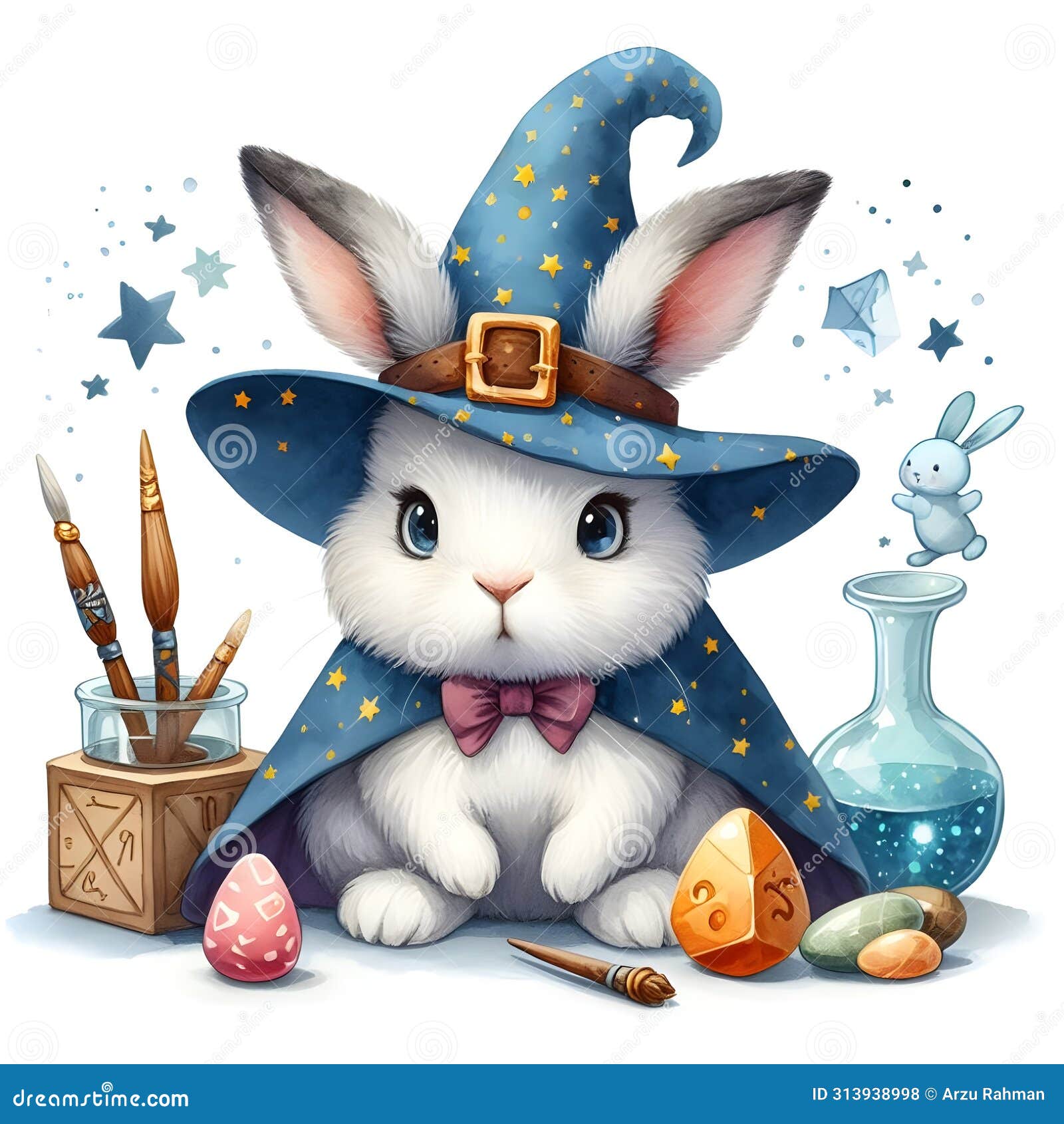 Rabbit Wizard Digital Watercolor Illustration Stock Illustration ...
