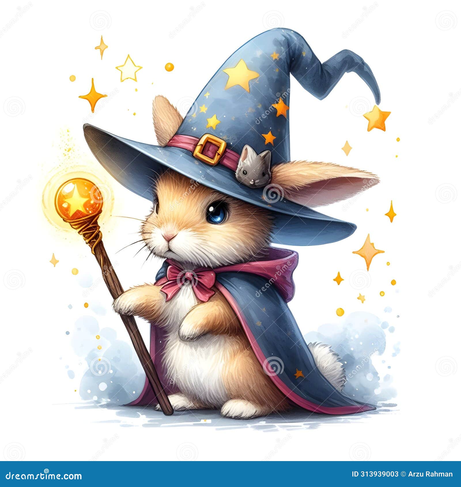 Rabbit Wizard Digital Watercolor Illustration Stock Illustration ...