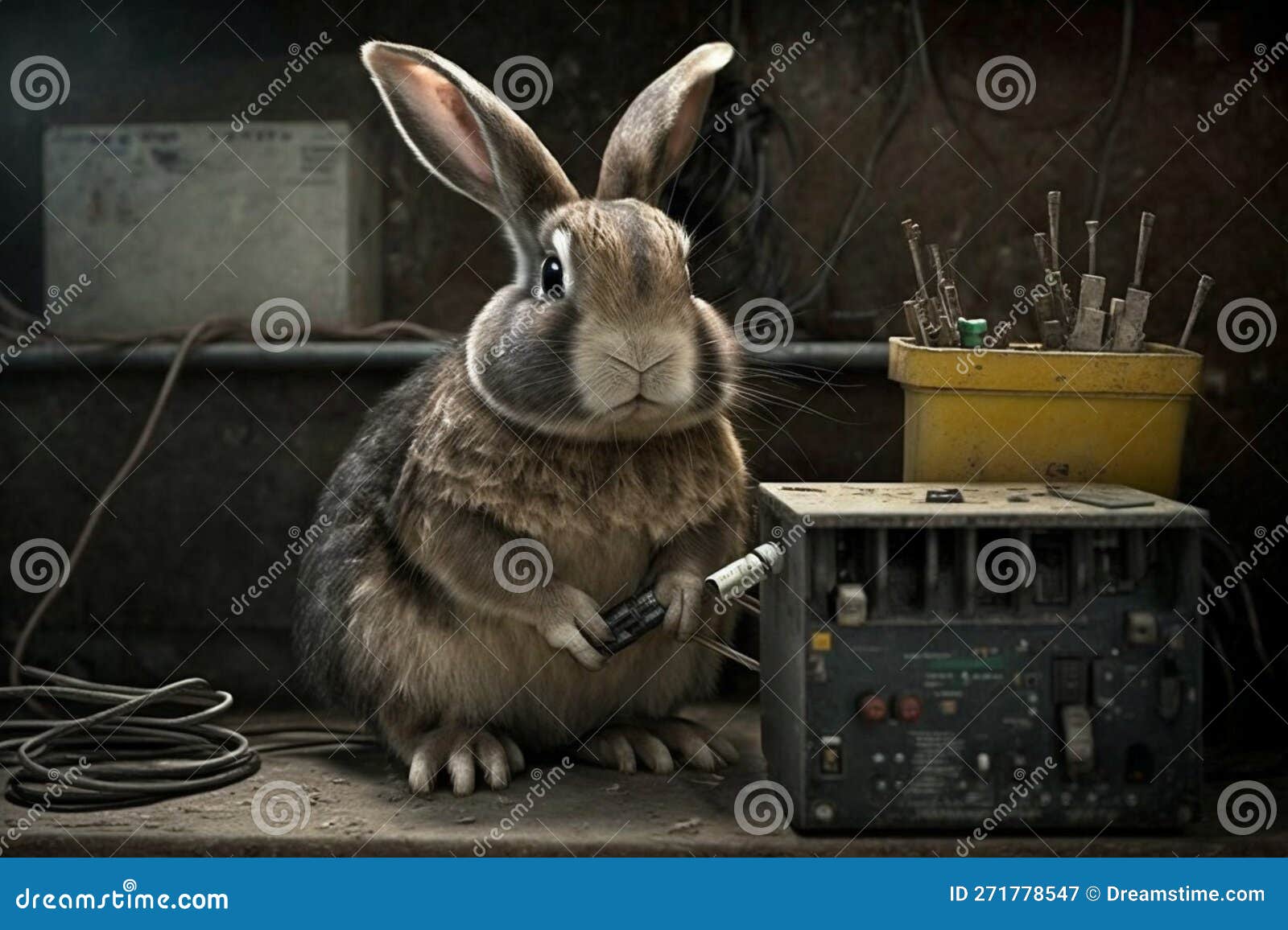 Rabbit Working Down in the Loft with Tools Generative AI Stock ...