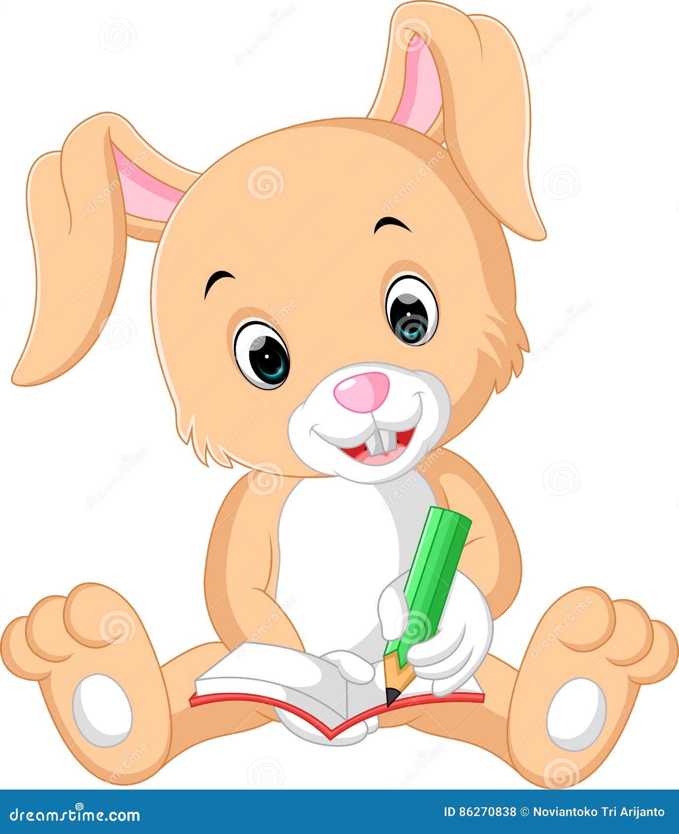Rabbit Writing on the Book Cartoon Stock Vector - Illustration of ...