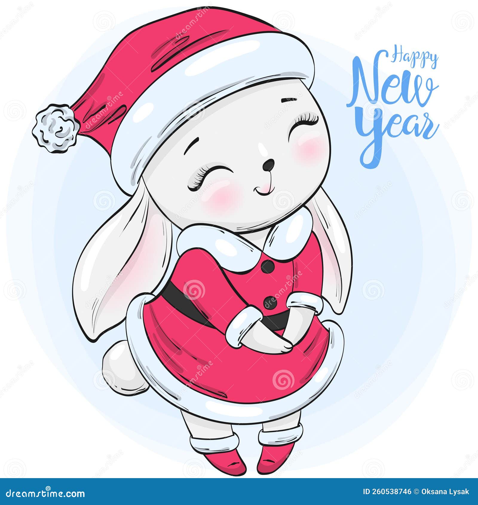 Hand Drawn Beautiful Cute Winter Rabbit Girl. Stock Vector ...