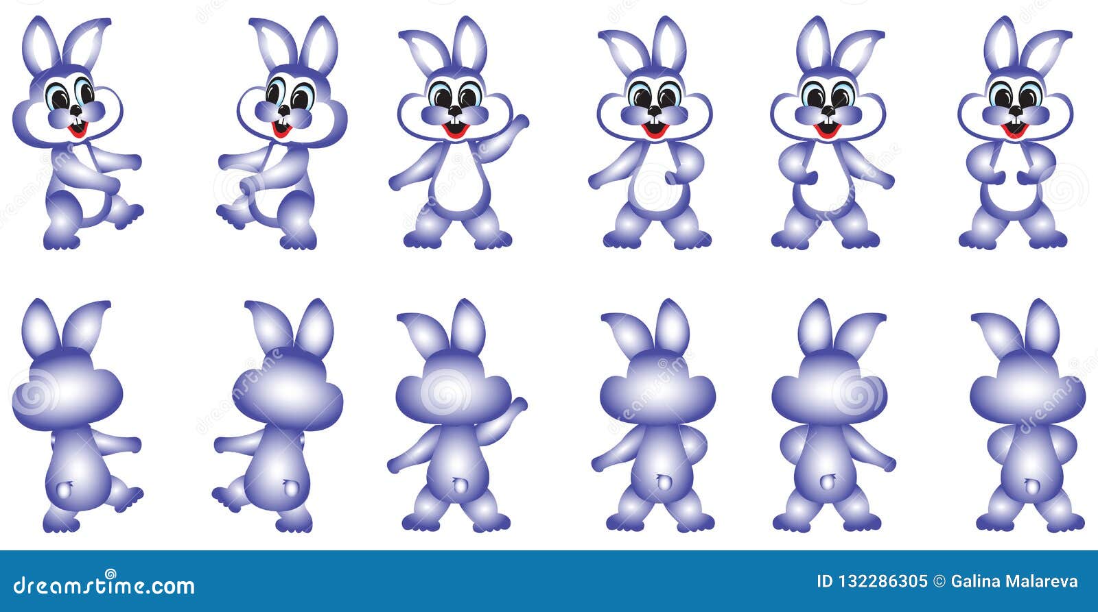 Purple Rabbits of Different Shapes, Vector Illustration. Stock Vector ...