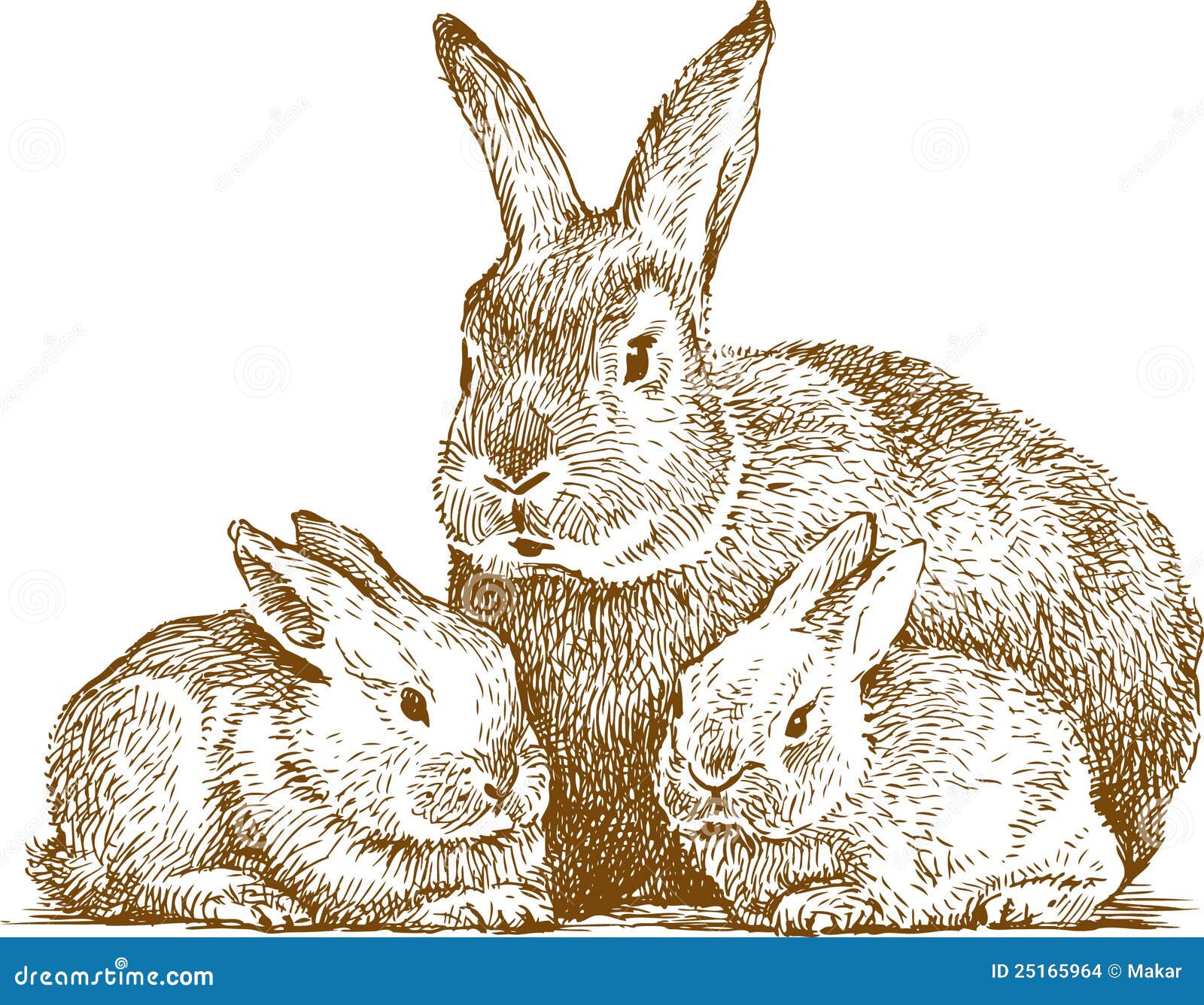 Mother Rabbit Pat On Kid Cat Head. Vector Illustration. Isolated On ...