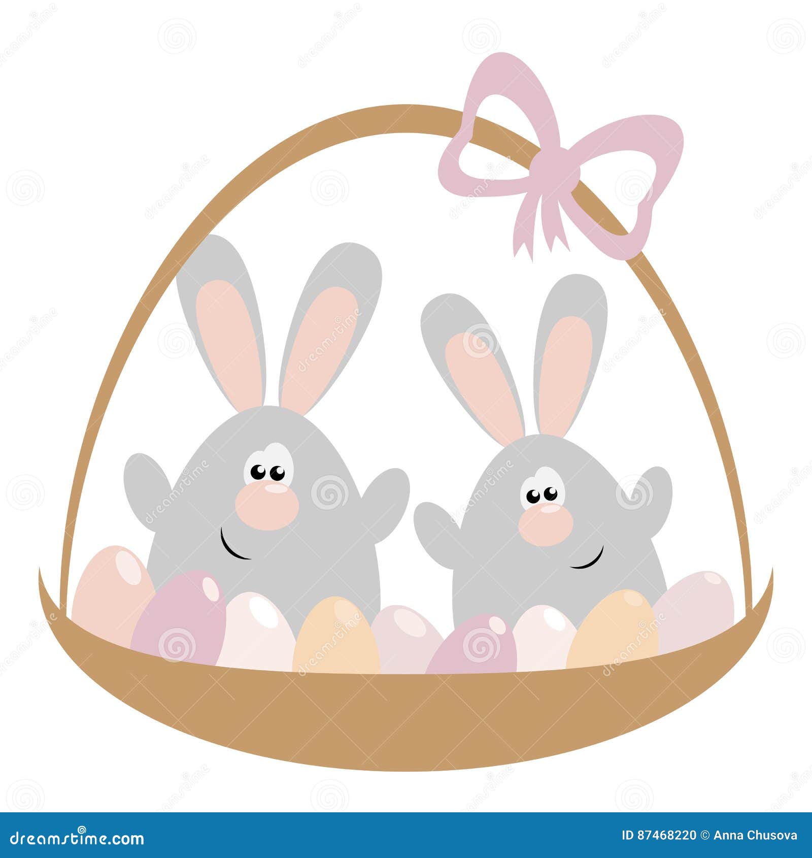 Rabbits In Basket Vector Illustration | CartoonDealer.com #87468220