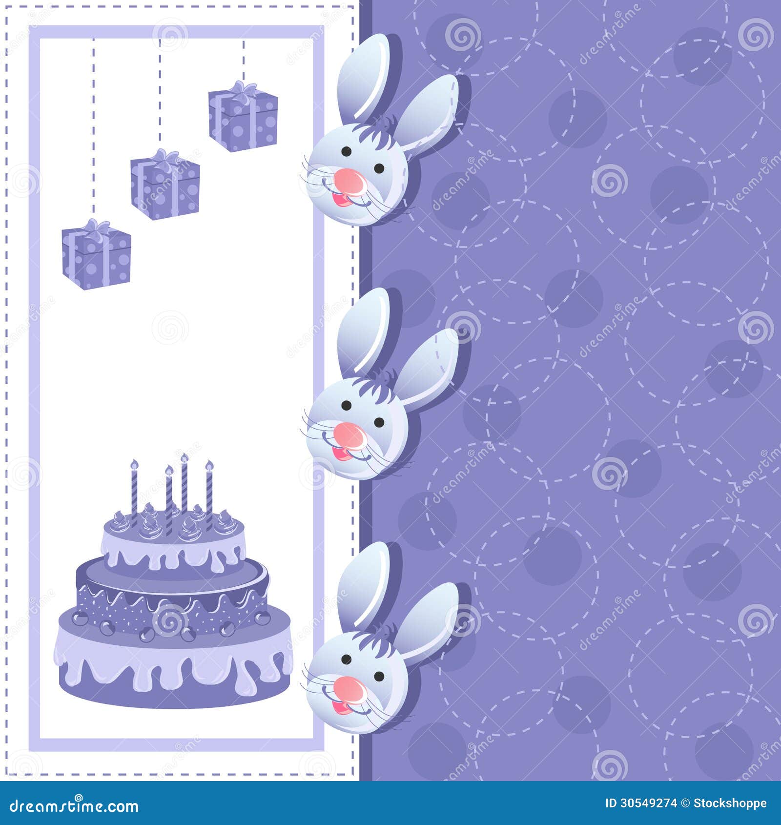 Rabbits in Birthday Card stock vector. Illustration of greeting - 30549274