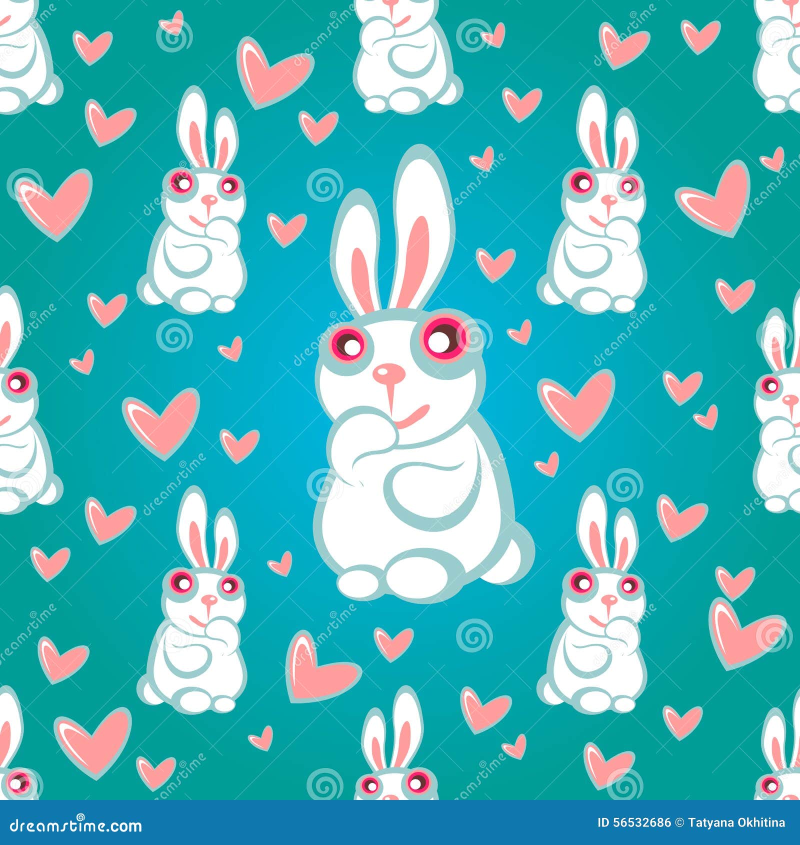 Rabbits Blue Seamless Pattern Stock Vector - Illustration of stylized ...