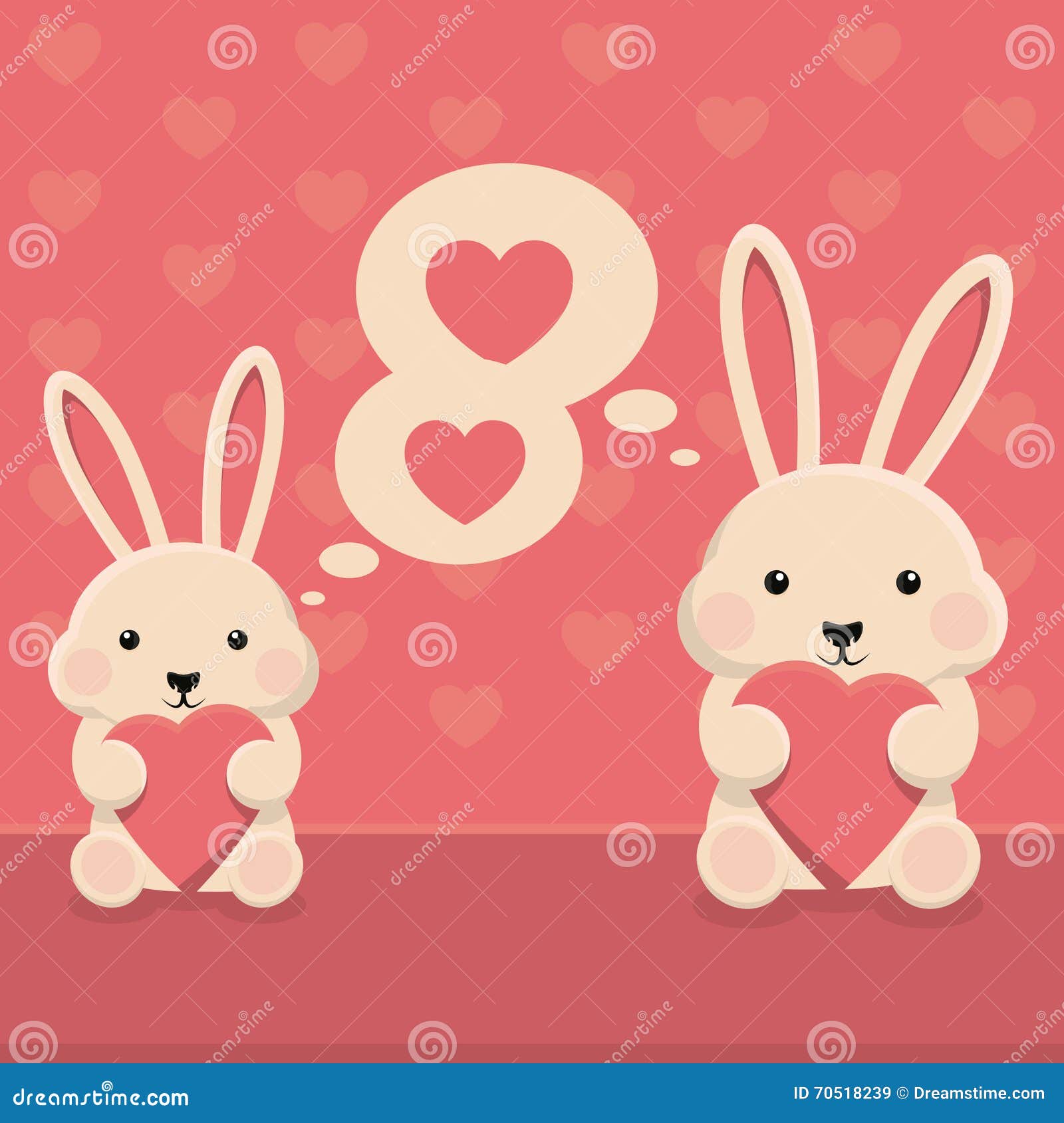 Rabbits Bunny with Heart Love Stock Illustration - Illustration of love ...