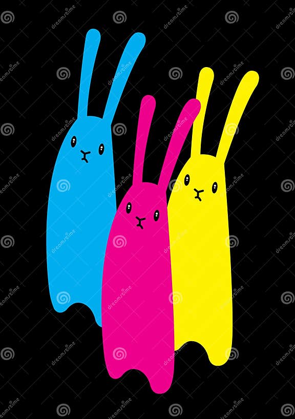 Rabbits CMYK stock vector. Illustration of rabbit, cartoon - 15998922