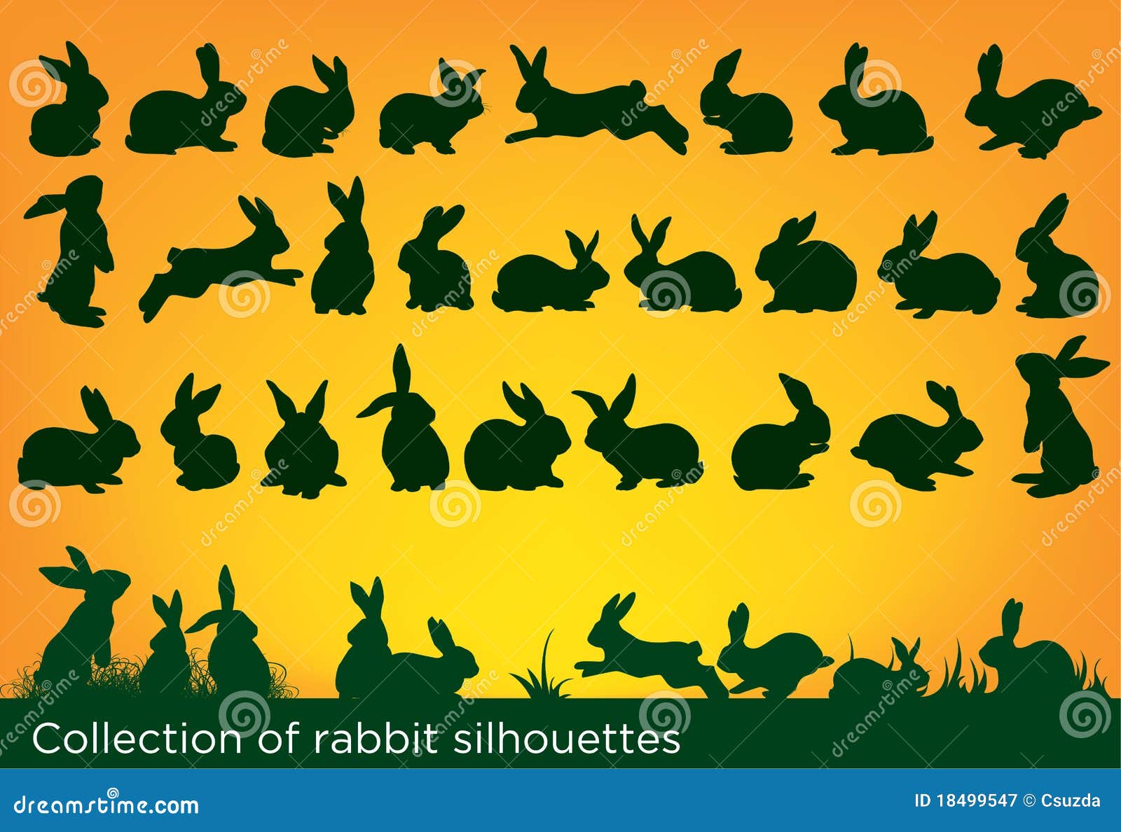 Rabbits collection stock vector. Illustration of running - 18499547