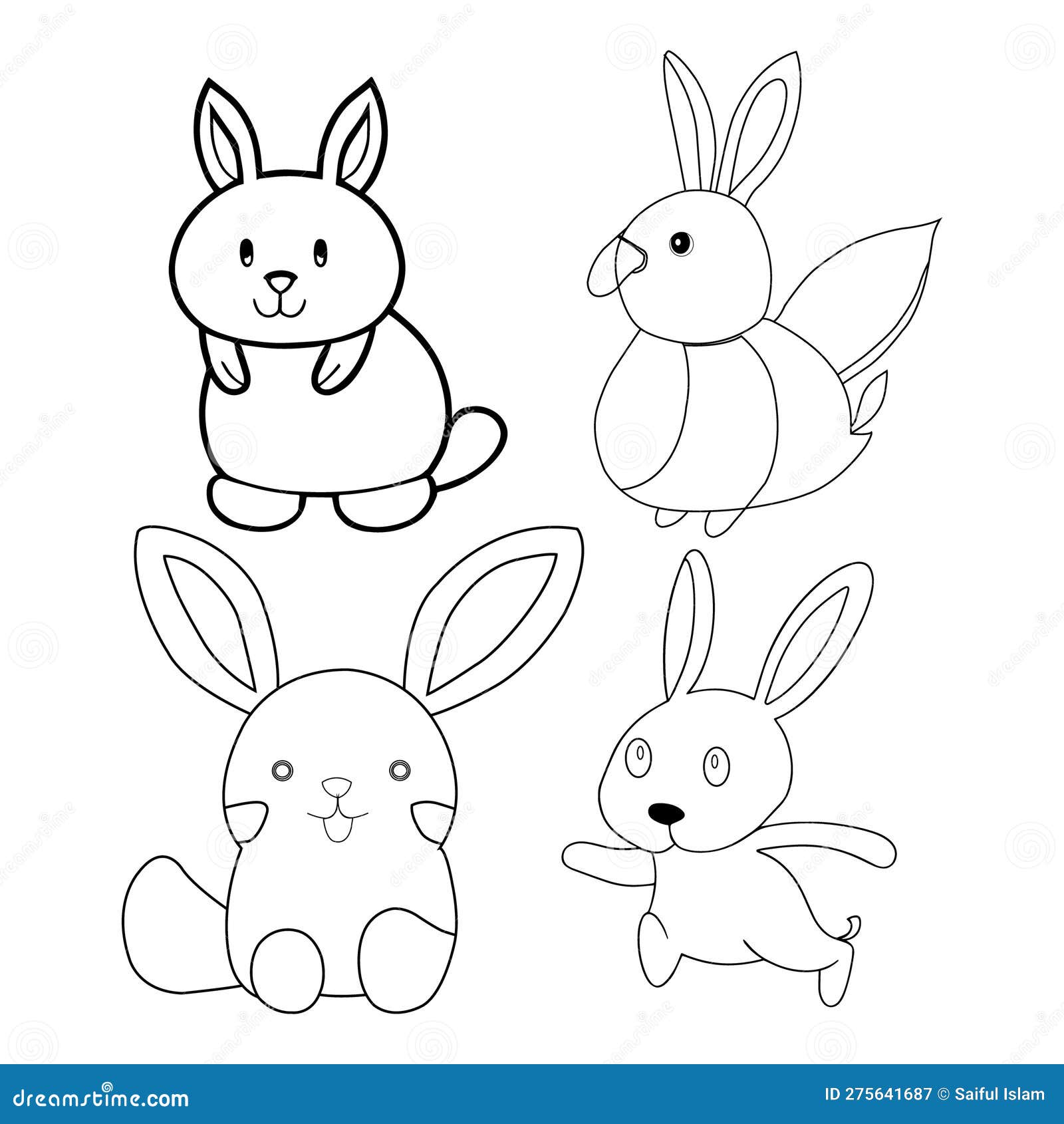 Rabbits Coloring Pages Graphical Vector Royalty-Free Stock Image ...