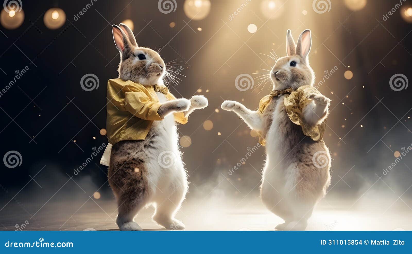 A Rabbits Couple in Love Dancing Stock Photo - Image of show, happy ...