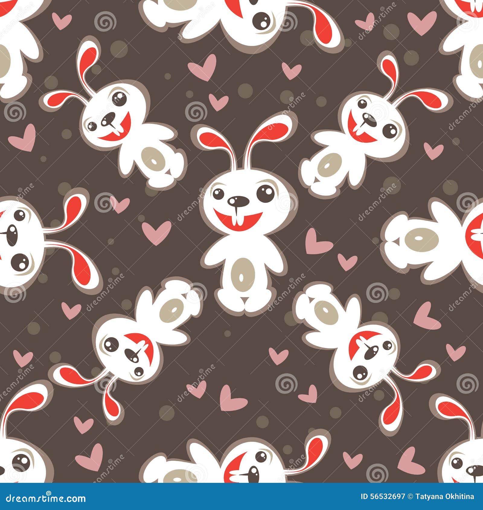 Rabbits Dark Seamless Pattern Stock Vector - Illustration of happy ...