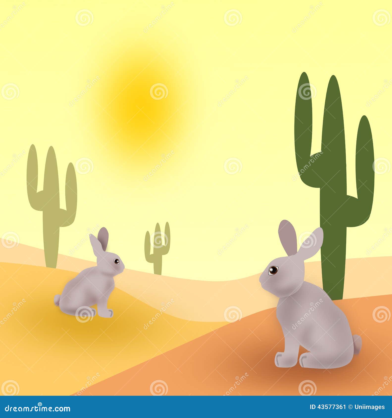 Rabbits in the Desert stock illustration. Illustration of cute - 43577361