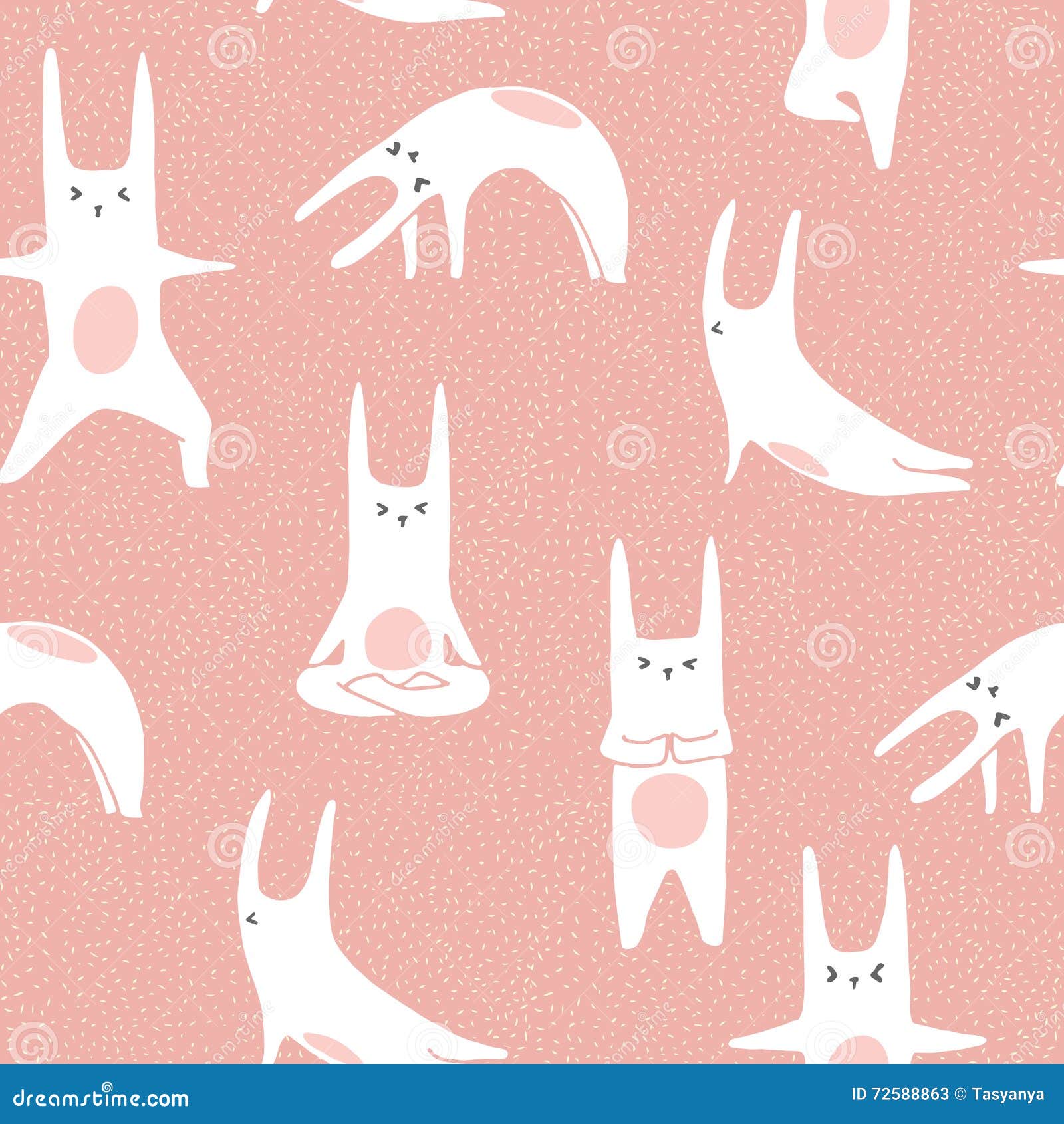 Rabbits Doing Yoga Poses. Seamless Pattern In . Royalty-Free Stock ...