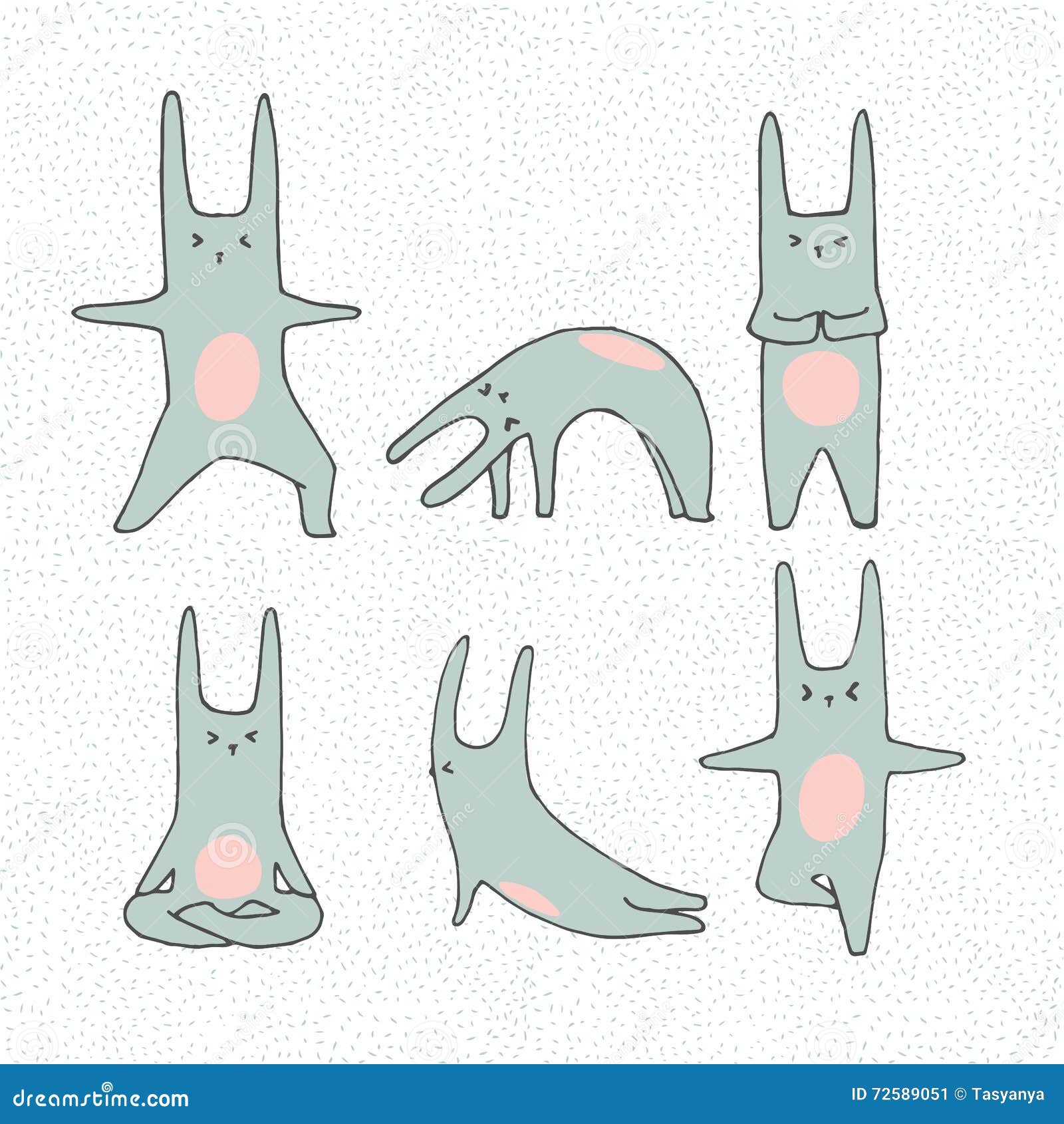 Rabbits Doing Yoga Poses. Seamless Pattern In . Royalty-Free Stock ...
