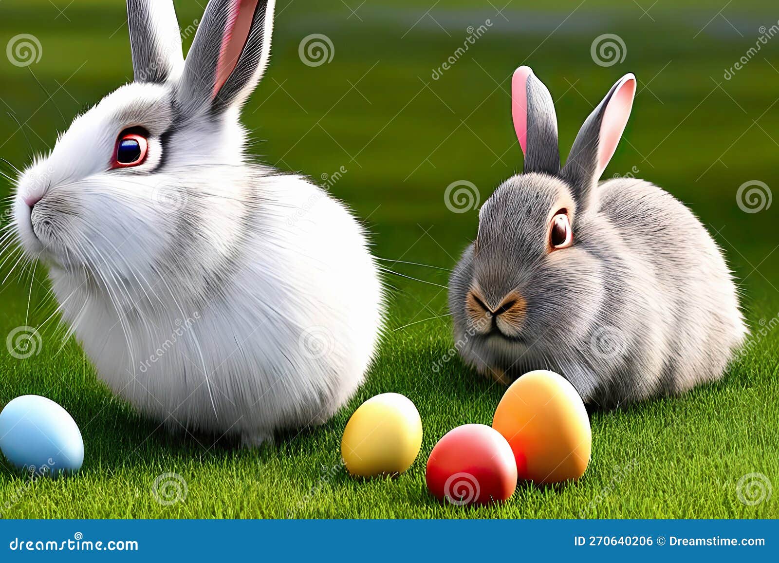 Rabbits with Easter eggs stock illustration. Illustration of holiday ...