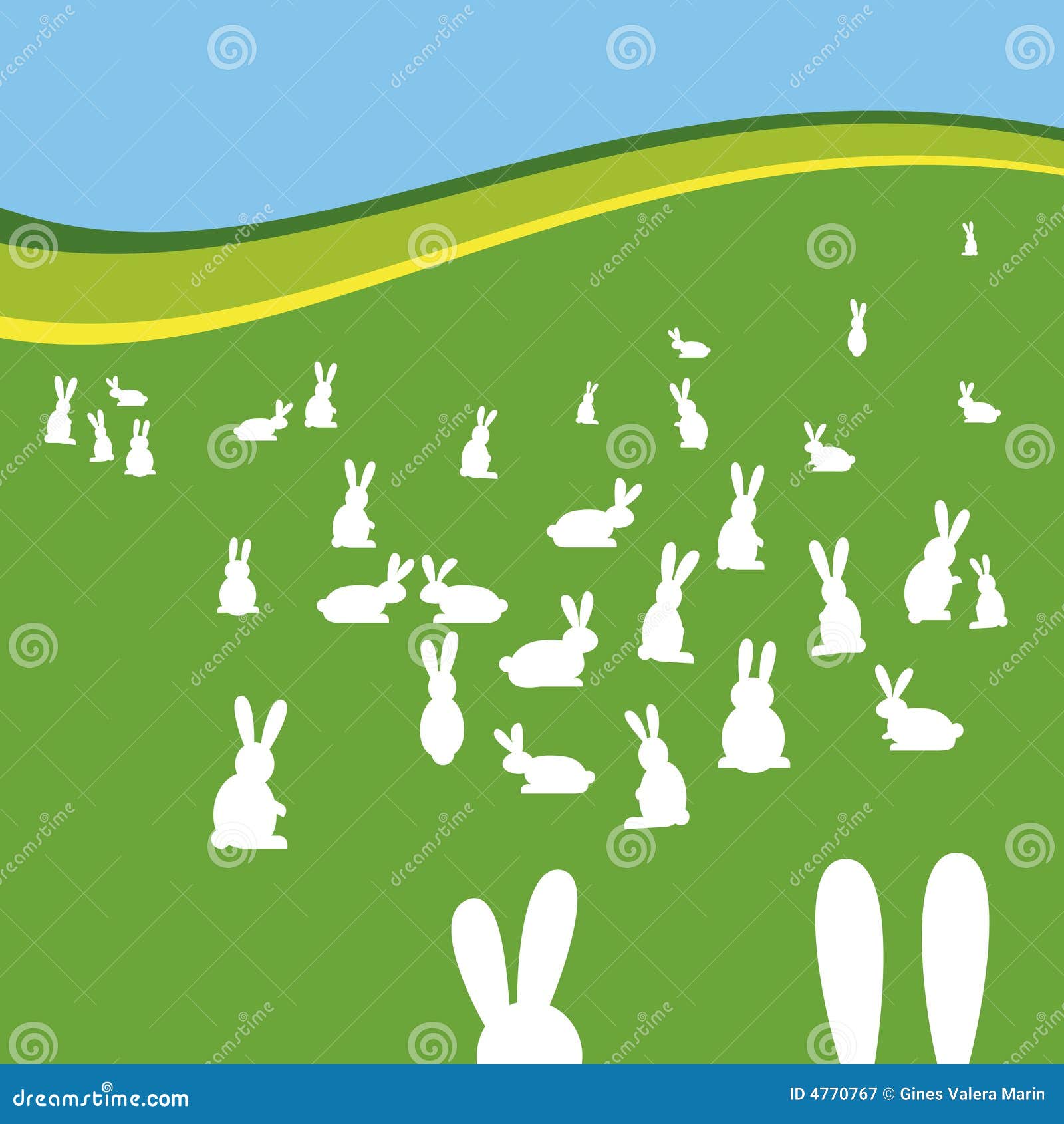 Rabbits field stock vector. Illustration of bunny, cartoon - 4770767