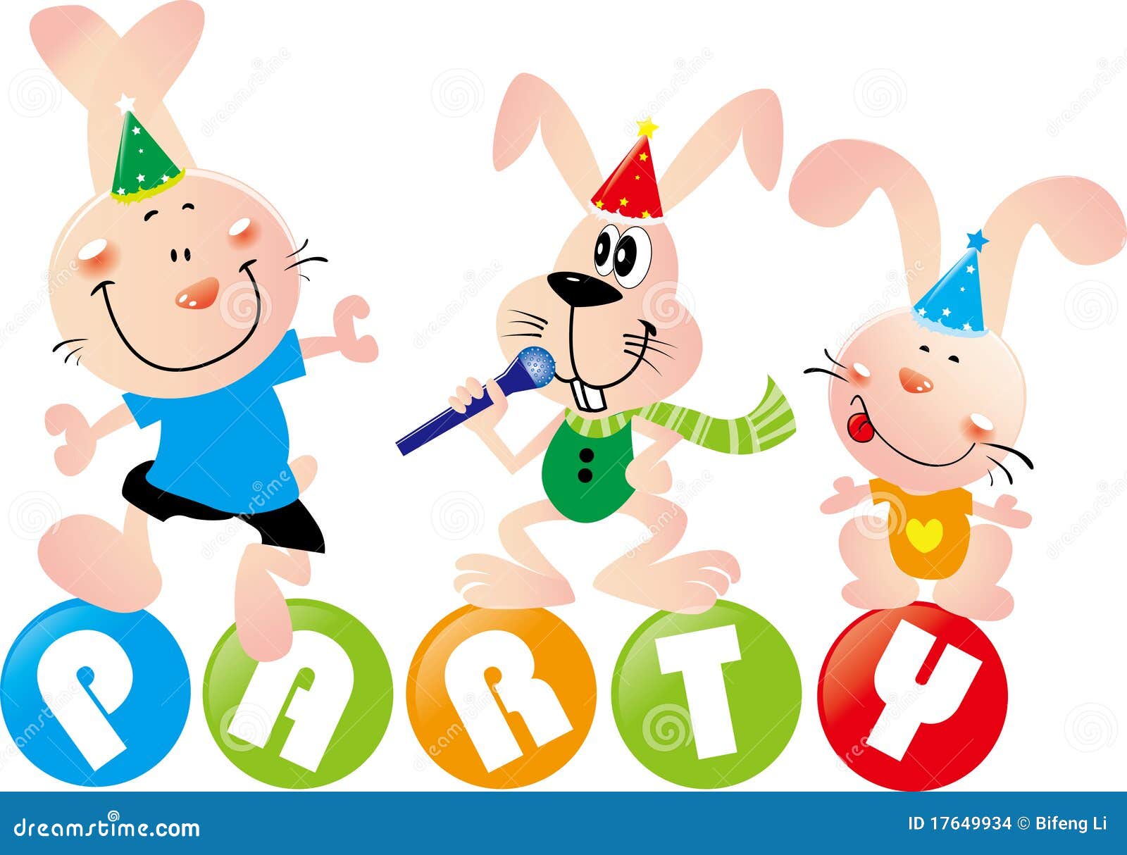 Rabbits having party stock illustration. Illustration of affixed - 17649934